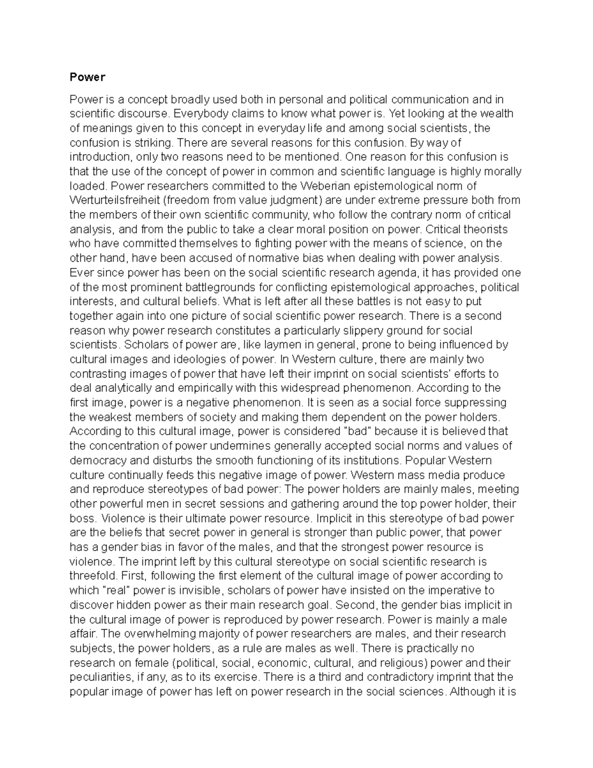 Power - Power Power is a concept broadly used both in personal and ...