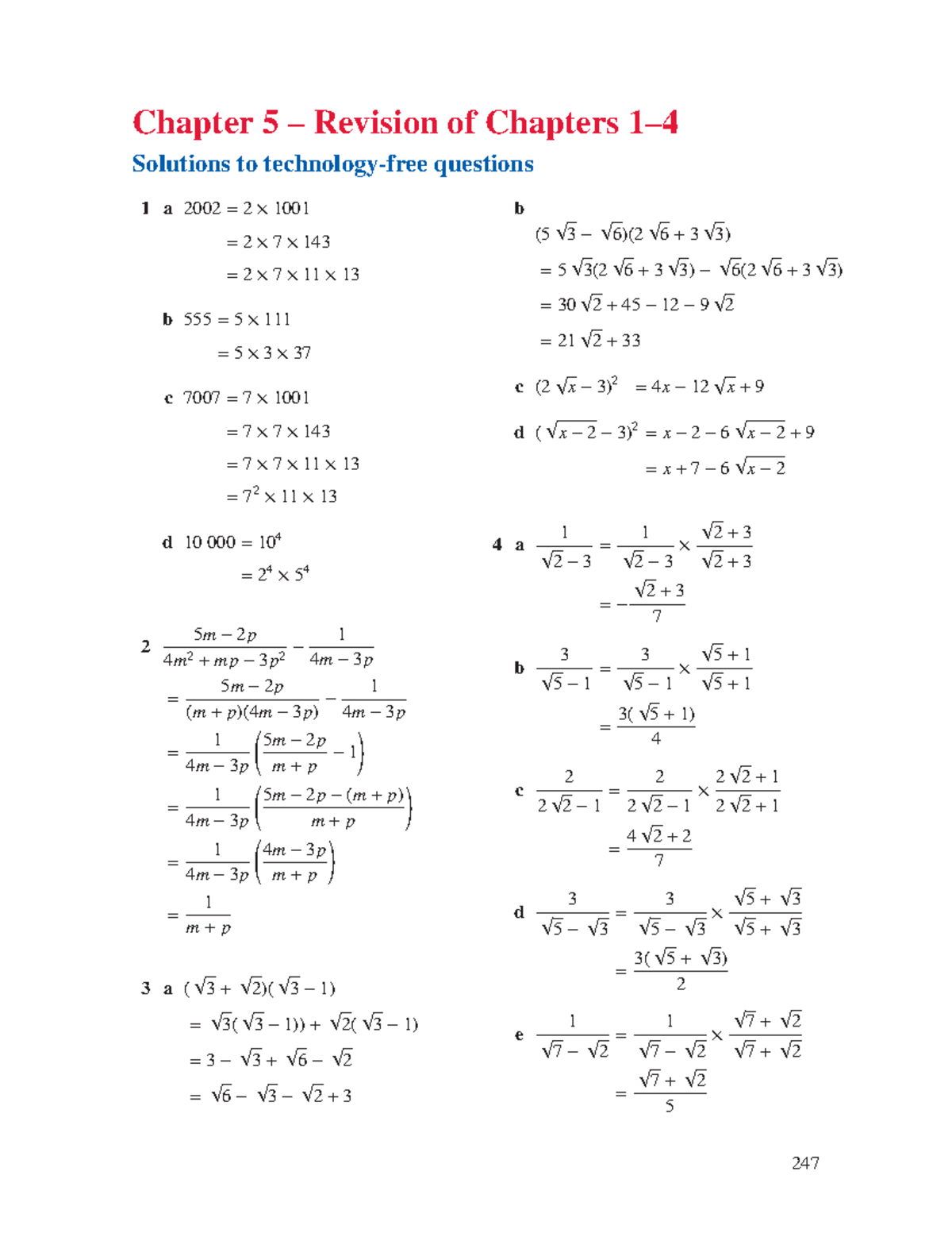 Chapter 5 - Revision of Chapters 1-4 - Worked Solutions - Chapter 5 – Revision of Chapters 1 ...
