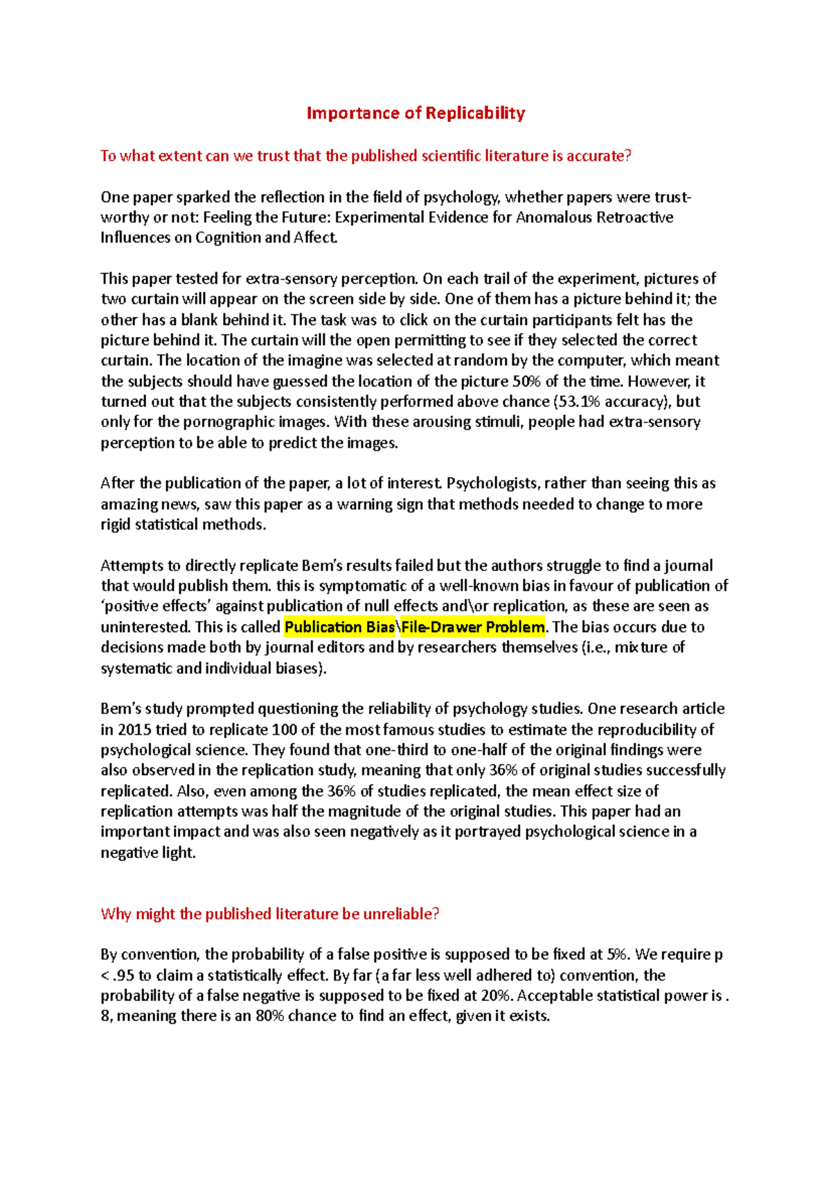 Lecture 2 - The Replicability Crisis in Psychological Science ...