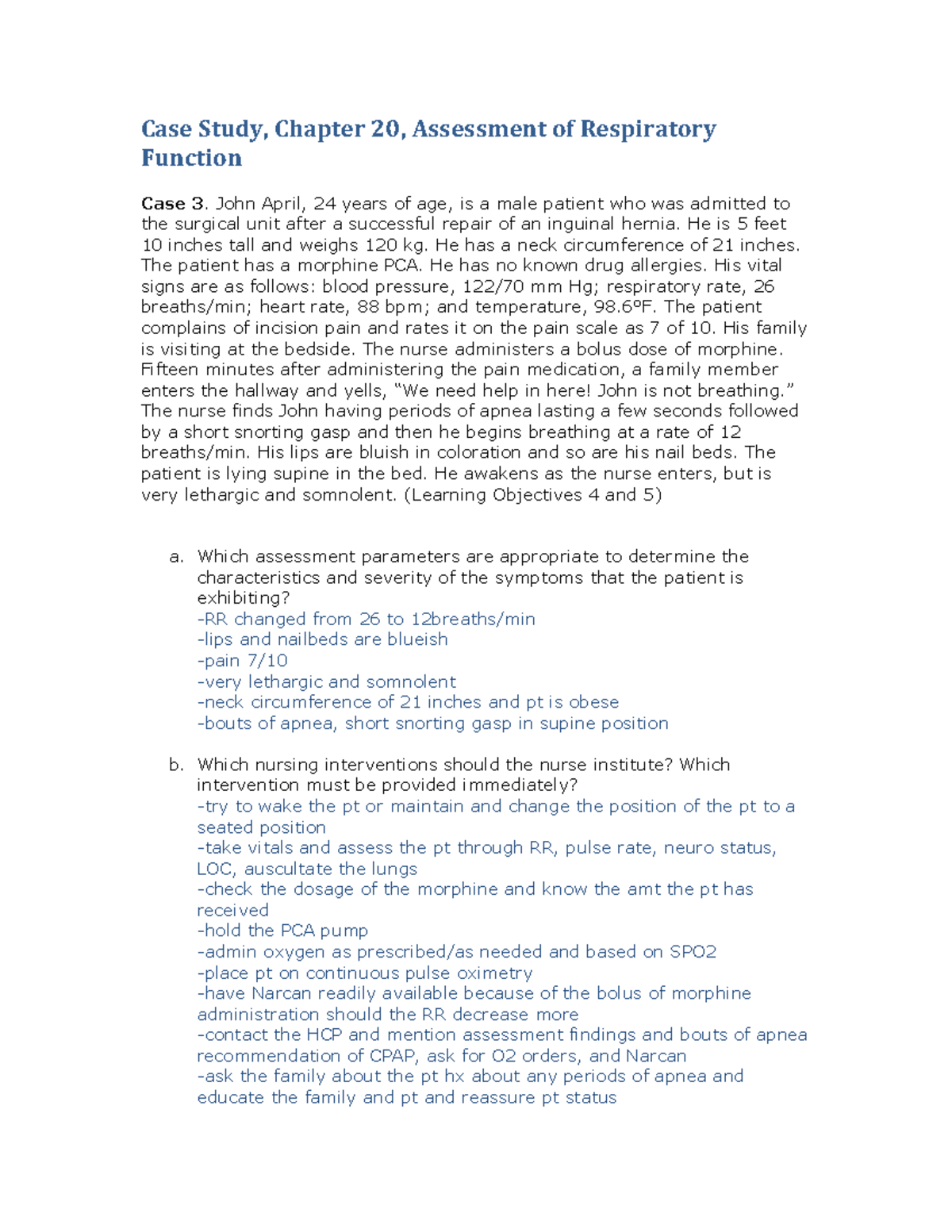 Case Study Ch20 Resp - Respiratory case studies - Case Study, Chapter ...