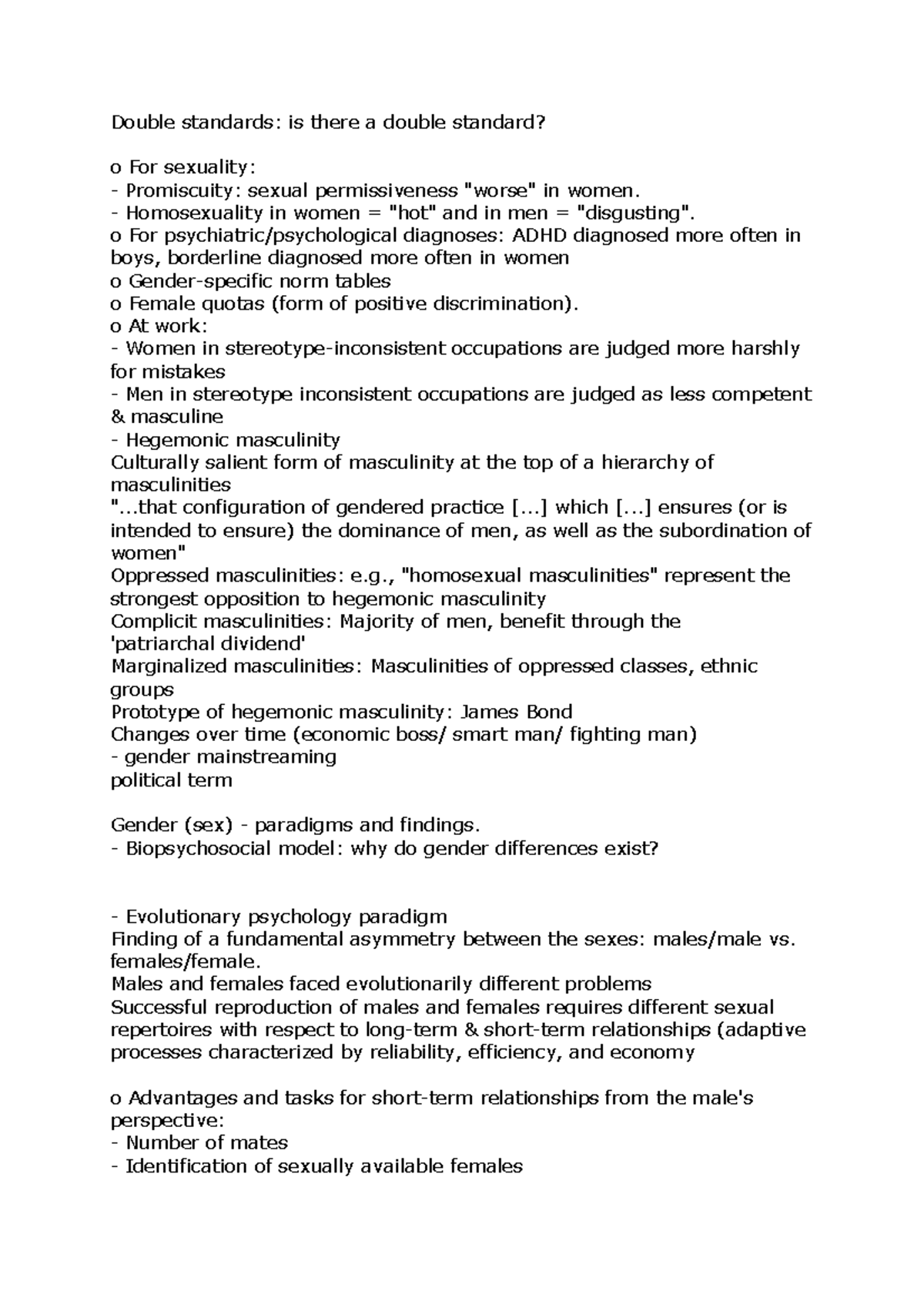 Double standards - Social Psychology - Double standards: is there a ...