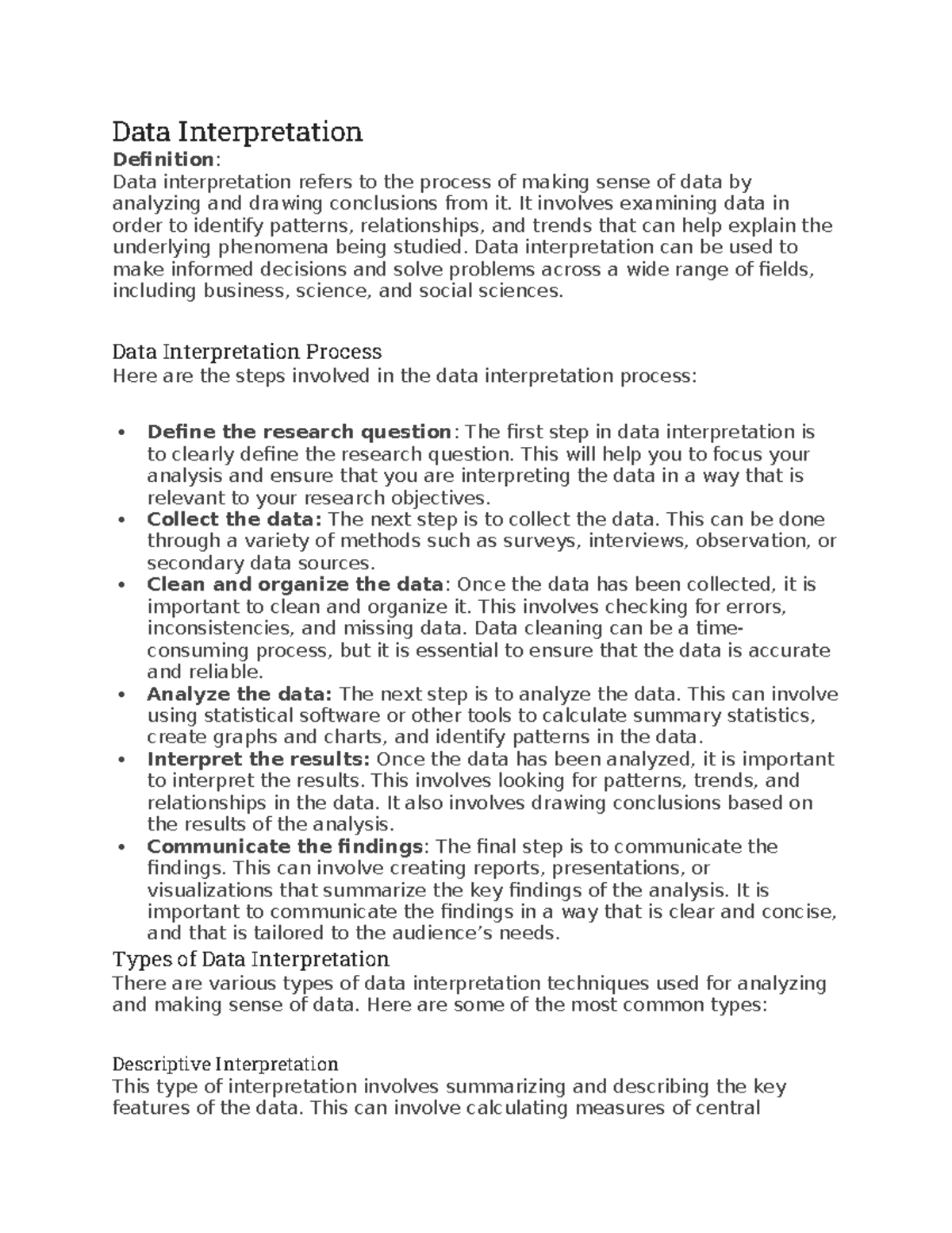 Data Interpretation - refer - Data Interpretation Definition: Data ...