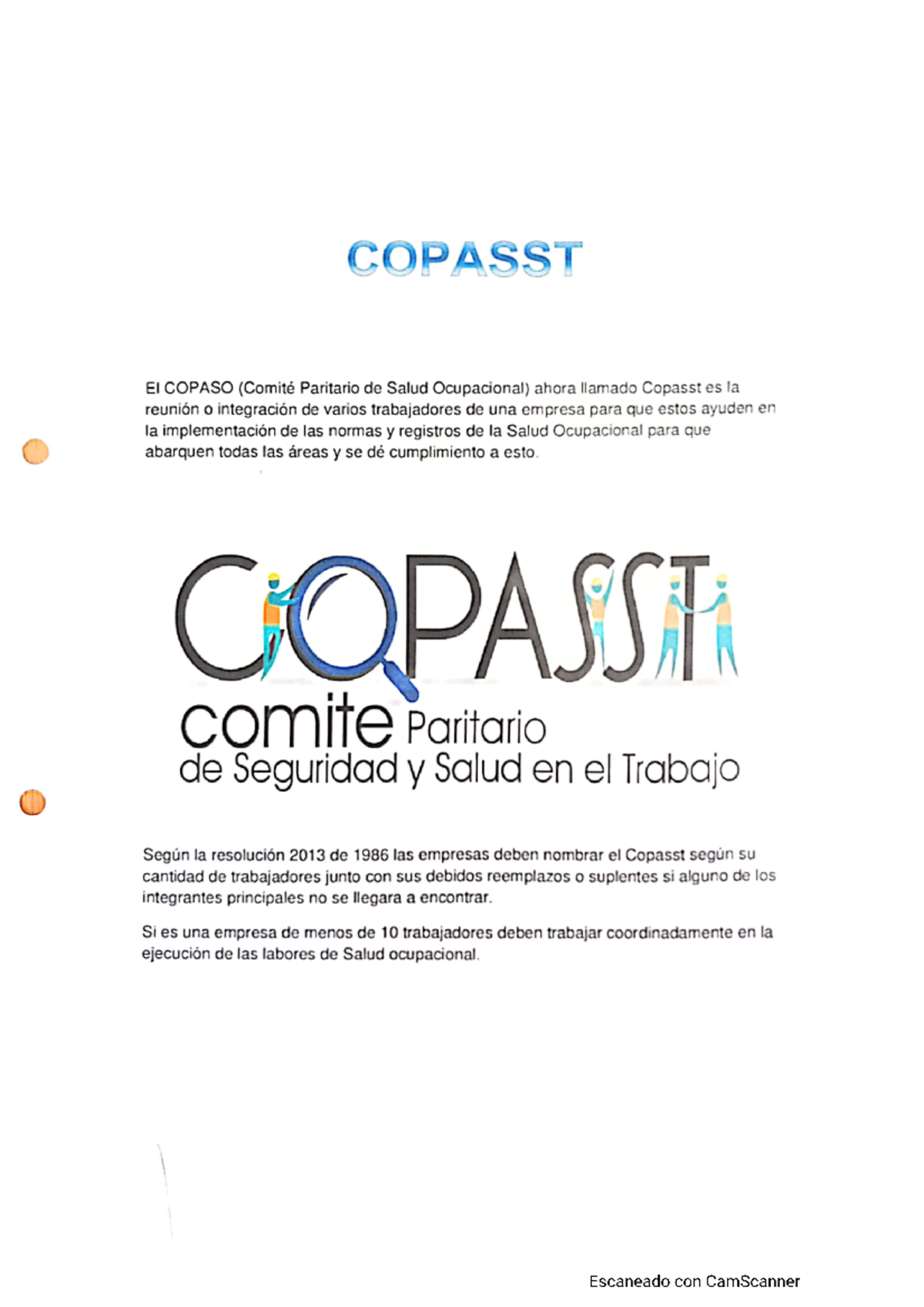 Copasst - seguridad y salud - Studocu