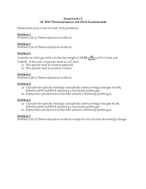 HW 3 - Homework - Homework # AE 2010 Thermodynamics and Fluid ...