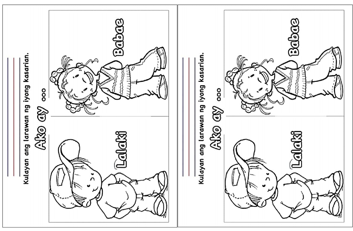 Worksheet babae o lalaki - Secondary Education - Kulayan ng parehas na ...