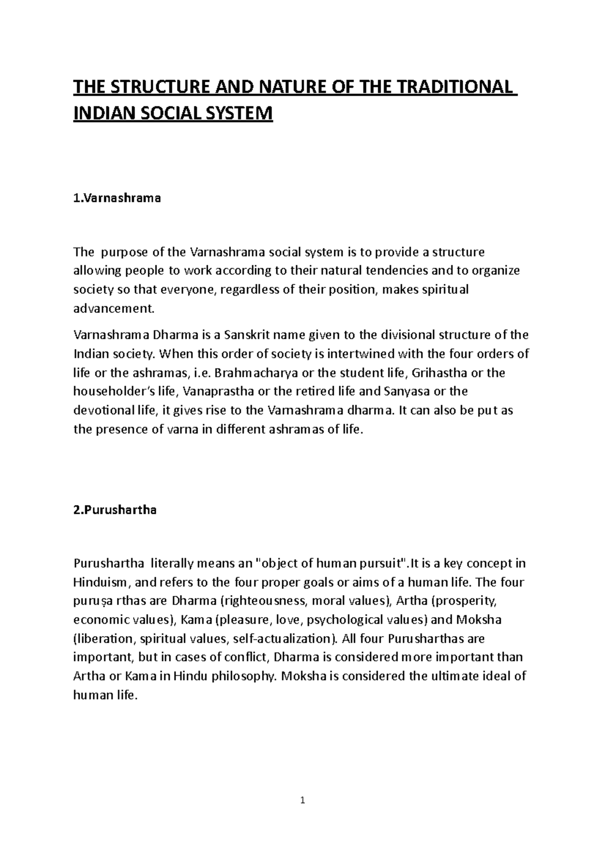 THE Structure AND Nature OF THE Traditional Indian Social System - THE ...