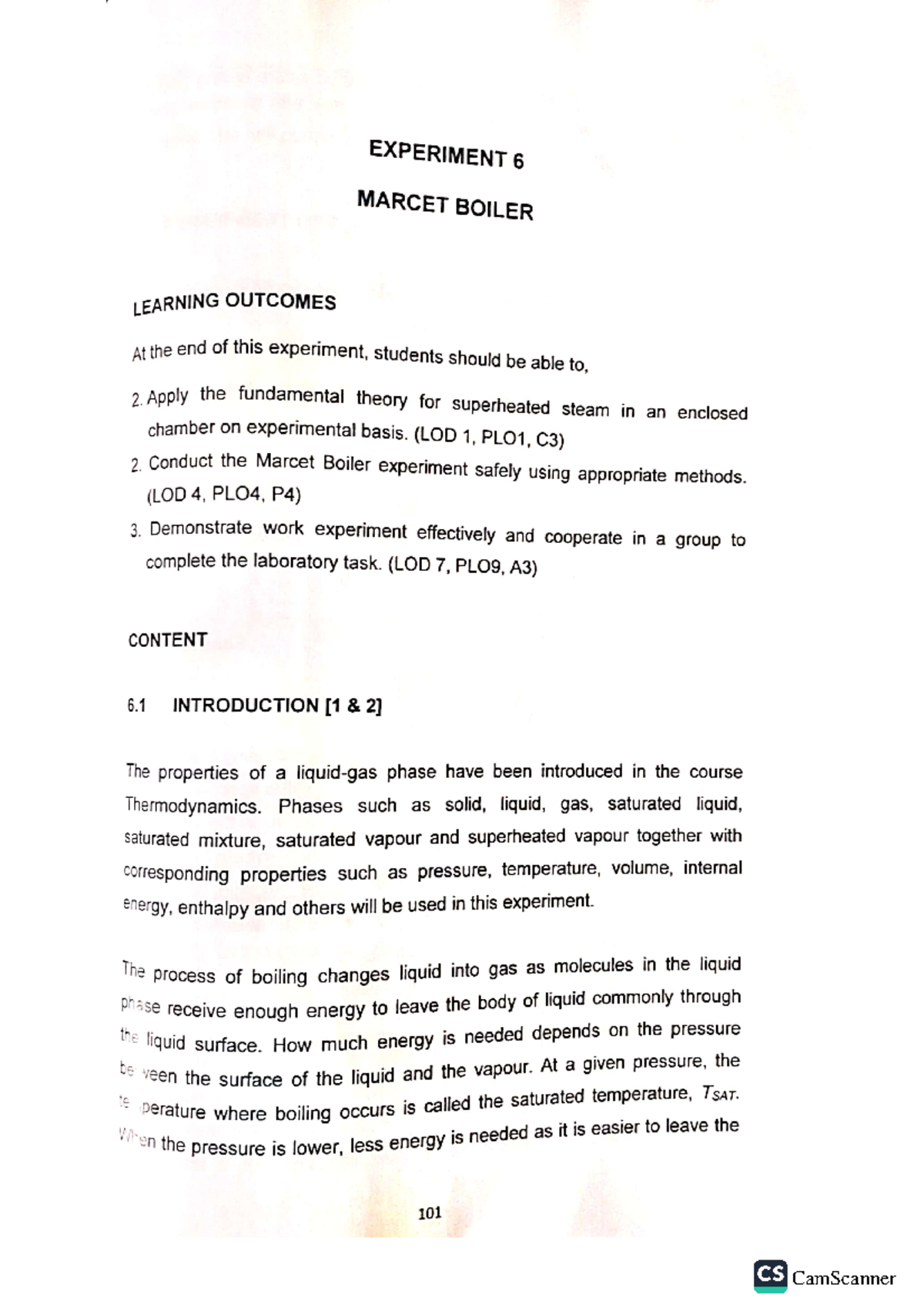 Marcet Boiler - EXPERIMENT 6 MARCET BOILER LEARNING OUTCOMES At the end ...