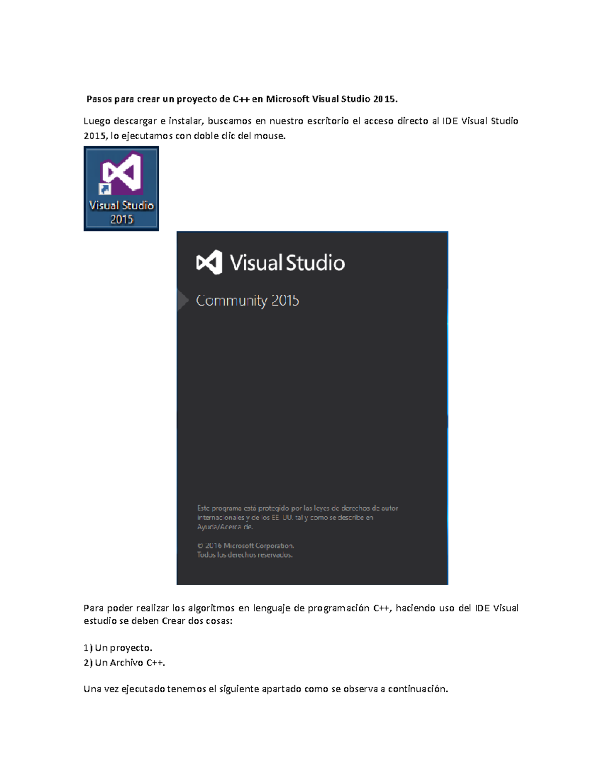 Pasos Crear Proyecto en Visual Studio 2015 - Pasos para crear un ...