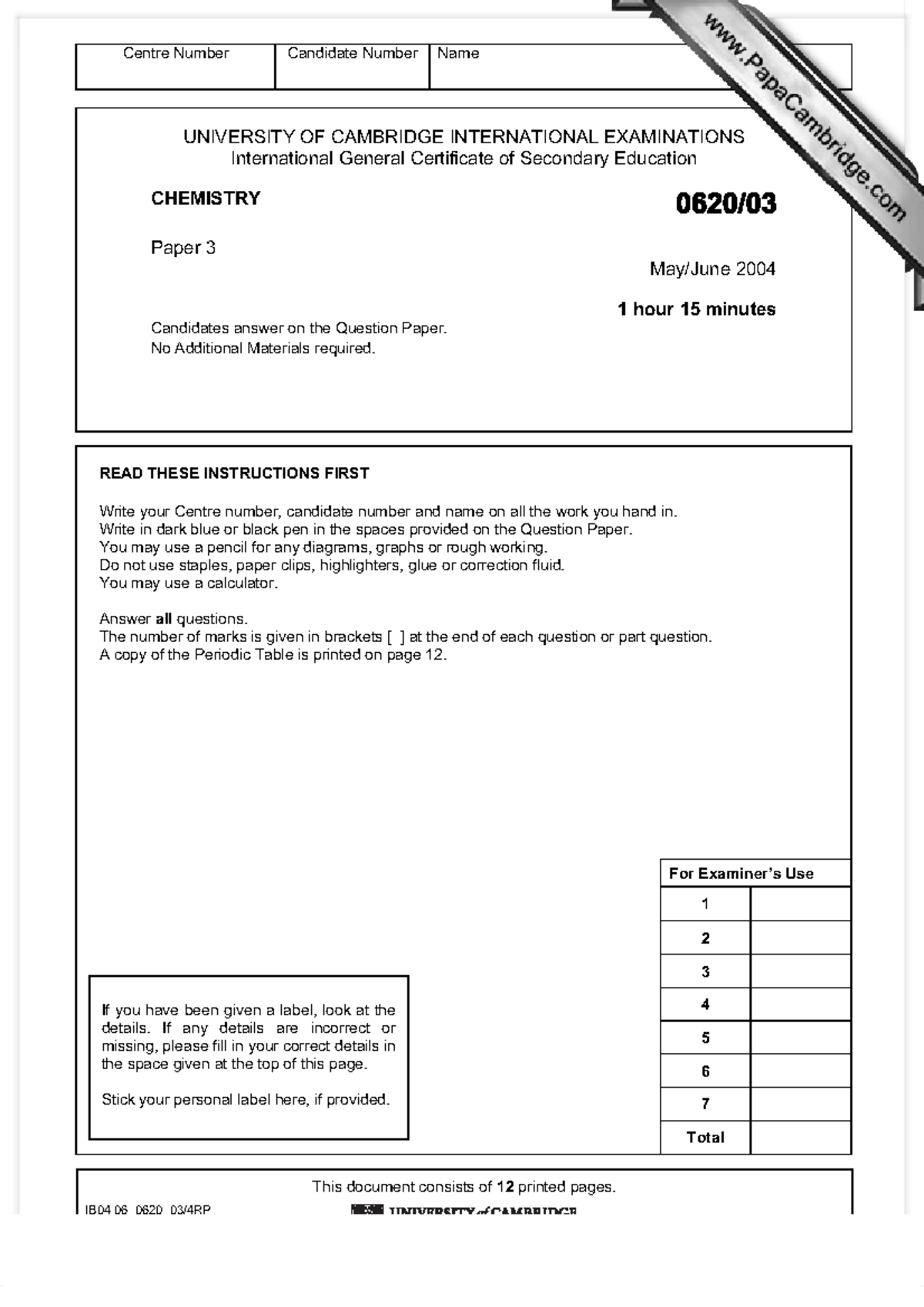 0620 s04 qp 3 - fisfjdkf - Centre Number Candidate Number Name ...