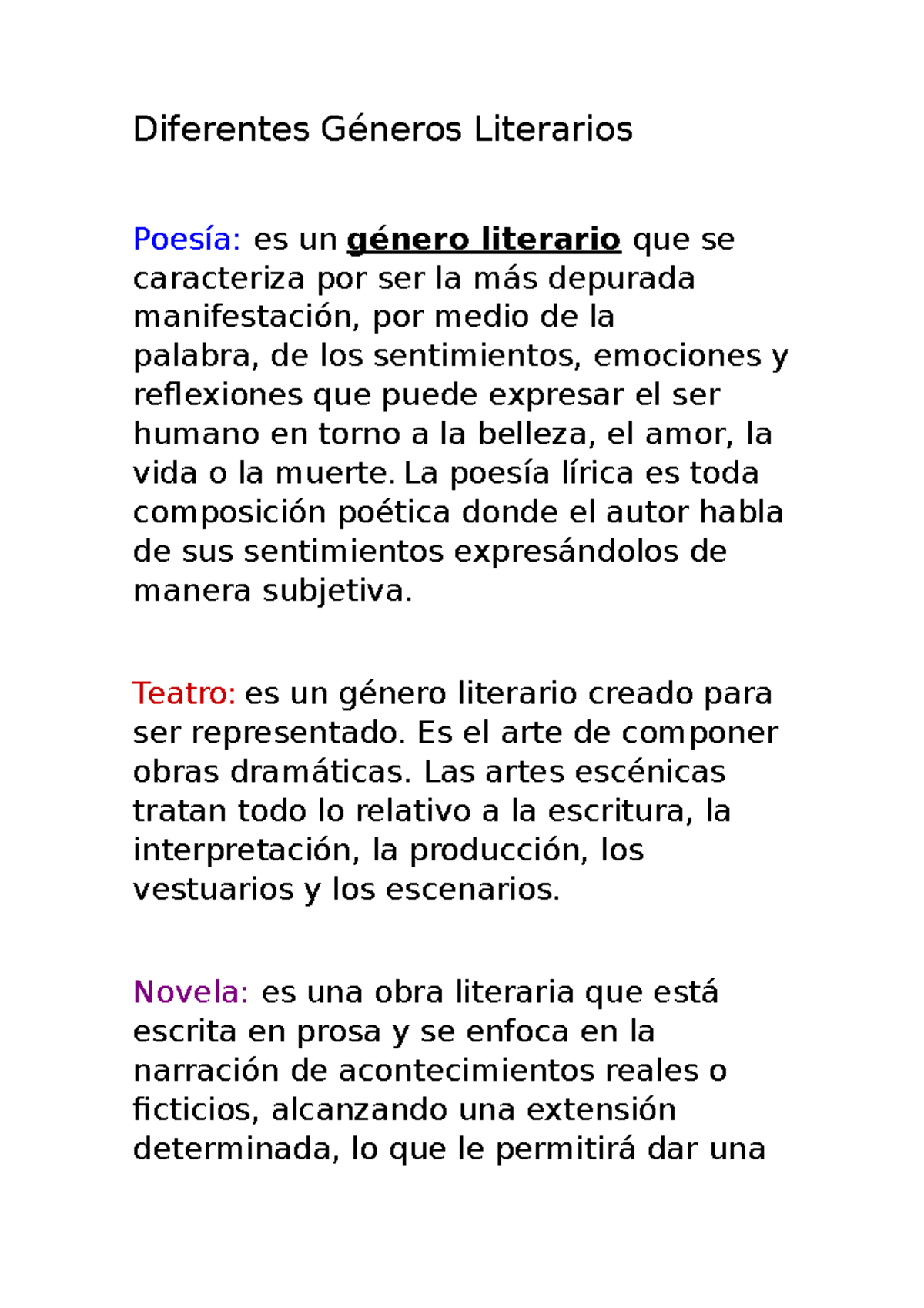 Diferentes Géneros Literarios - Diferentes Géneros Literarios Poesía ...
