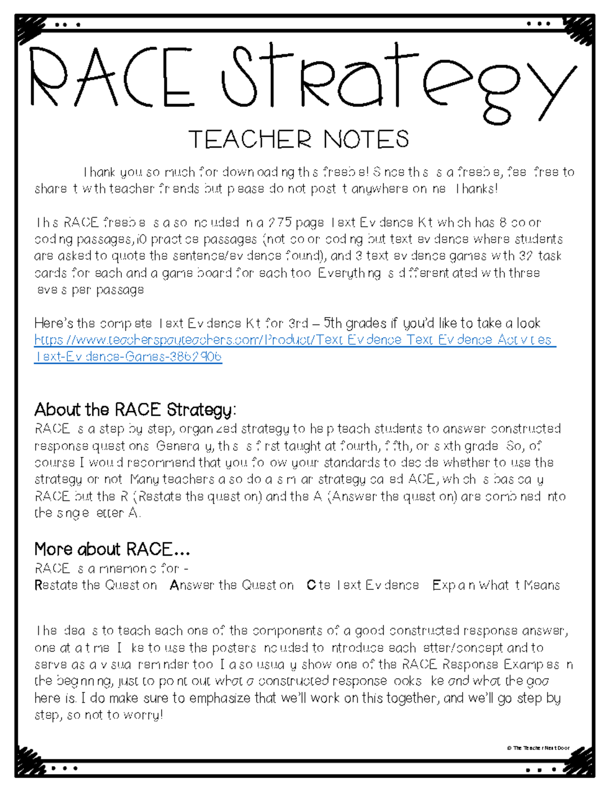 RACE Method Responses - Pedagogy for utilizing materials. - Thank you ...