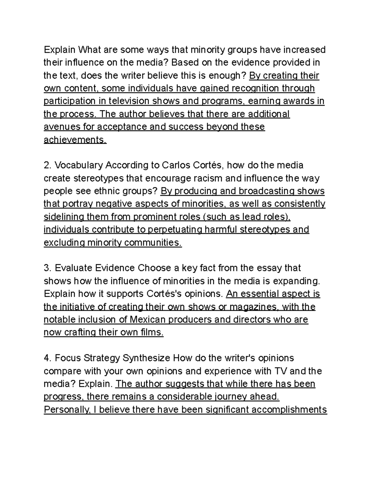 Questions - assigment for english class - Explain What are some ways ...