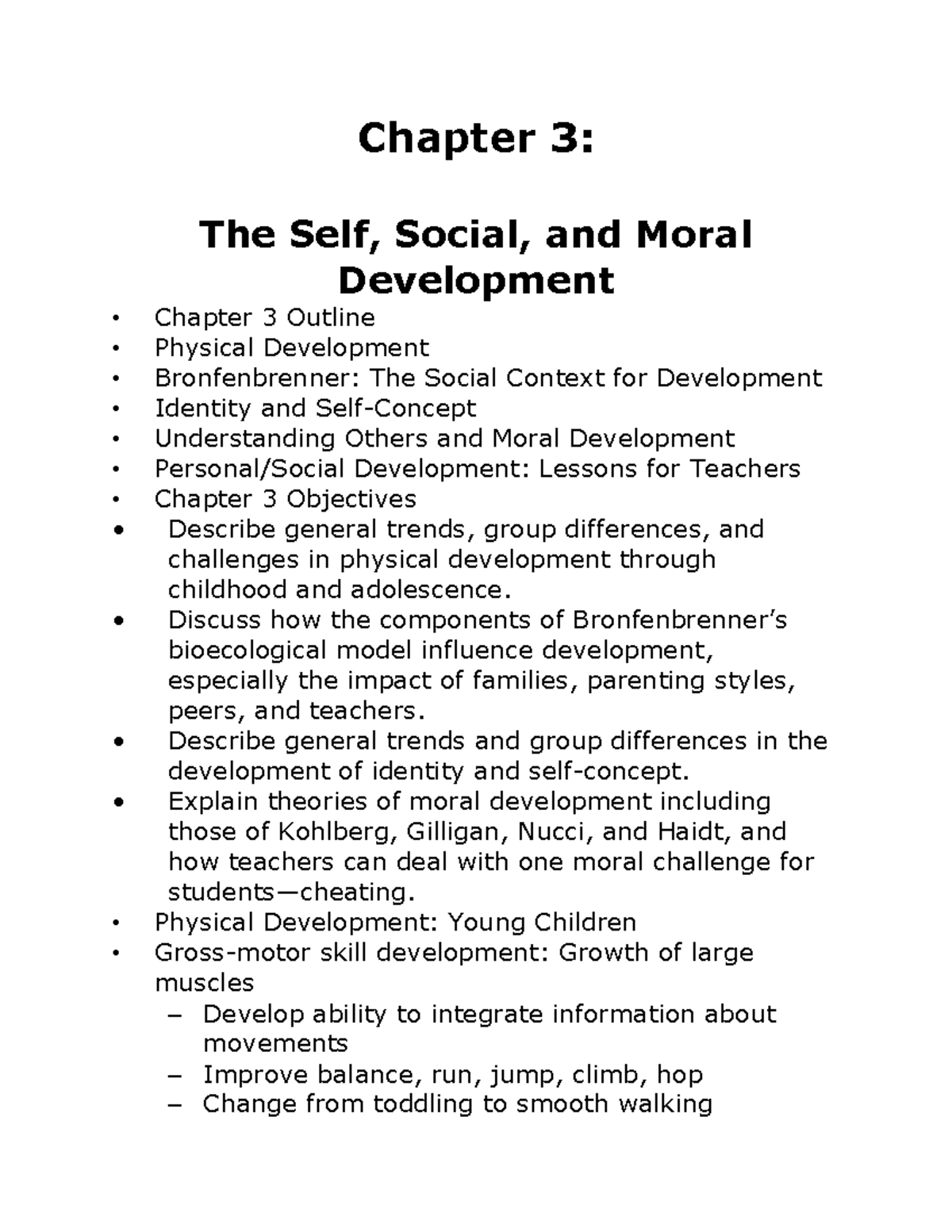 Chapter 3 - The Self, Social, and Moral Development - Chapter 3: The ...