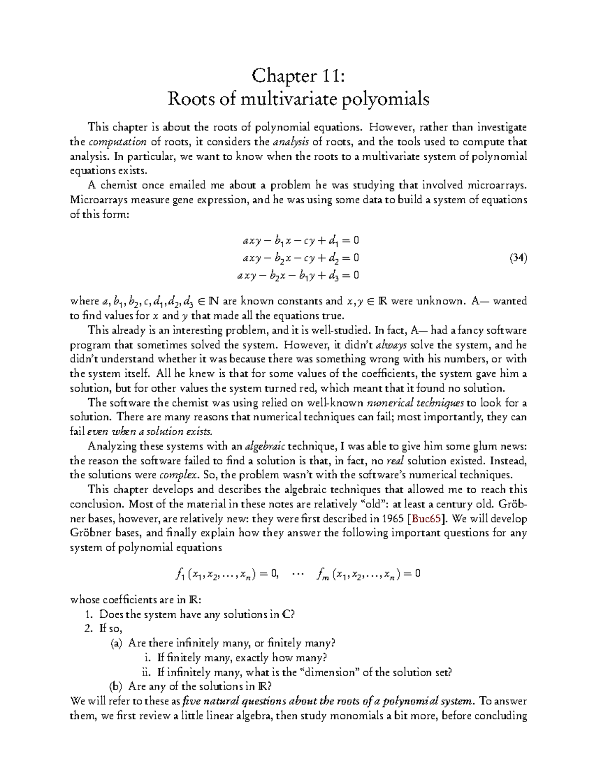 Grobner Basis : Roots of multivariate polynomials - Chapter 11: Roots of multivariate polyomials ...