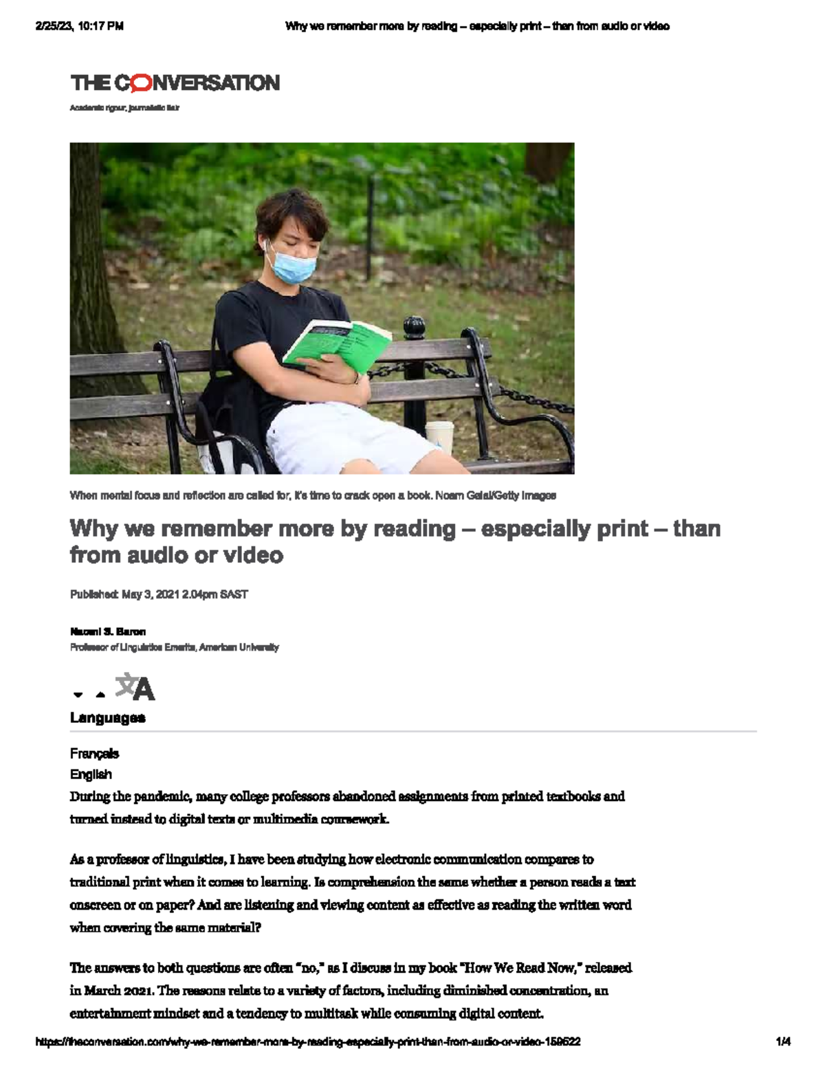 The essay article - ENG 220 - Studocu