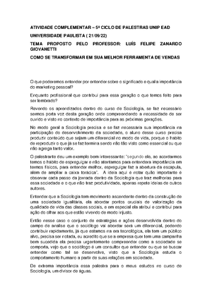 Documento (22) - Atividades complementares Unip - CATEGORIA: CURSOS EXTRACURRICULARES CURSO ...