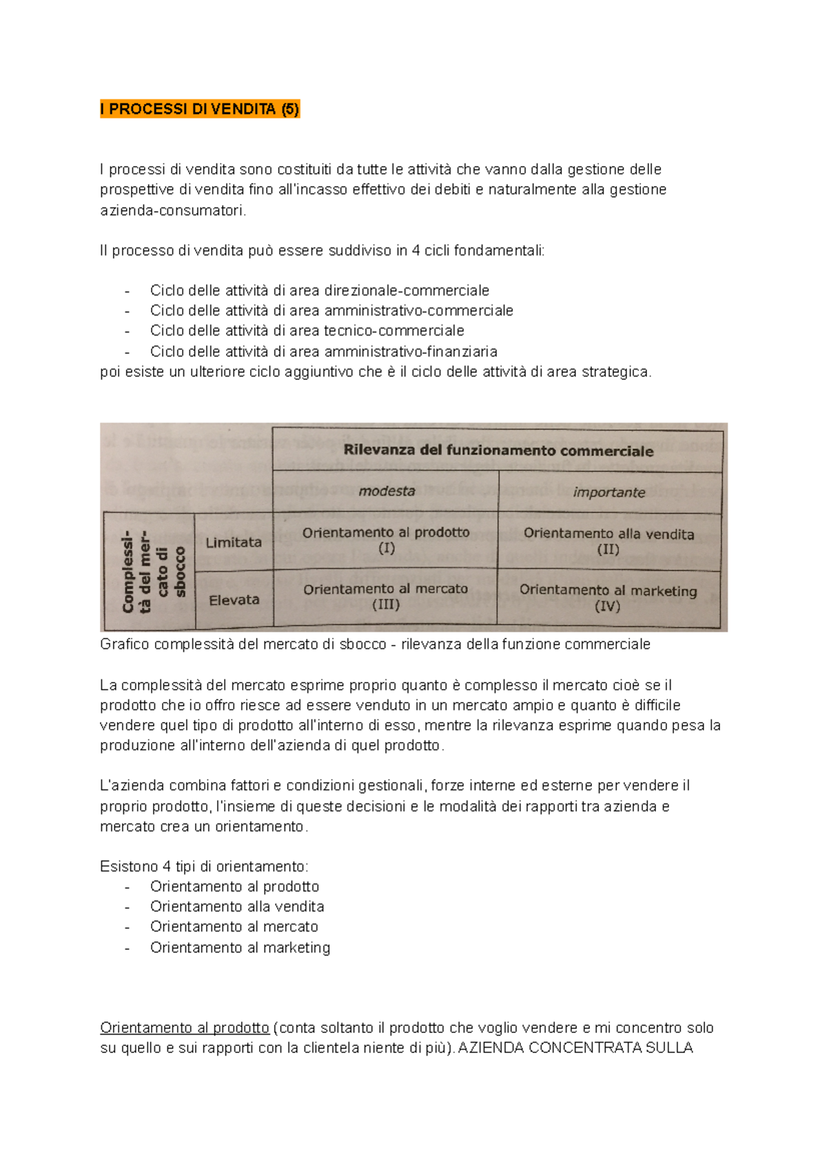 I processi di vendita - Il processo di vendita può essere suddiviso in ...