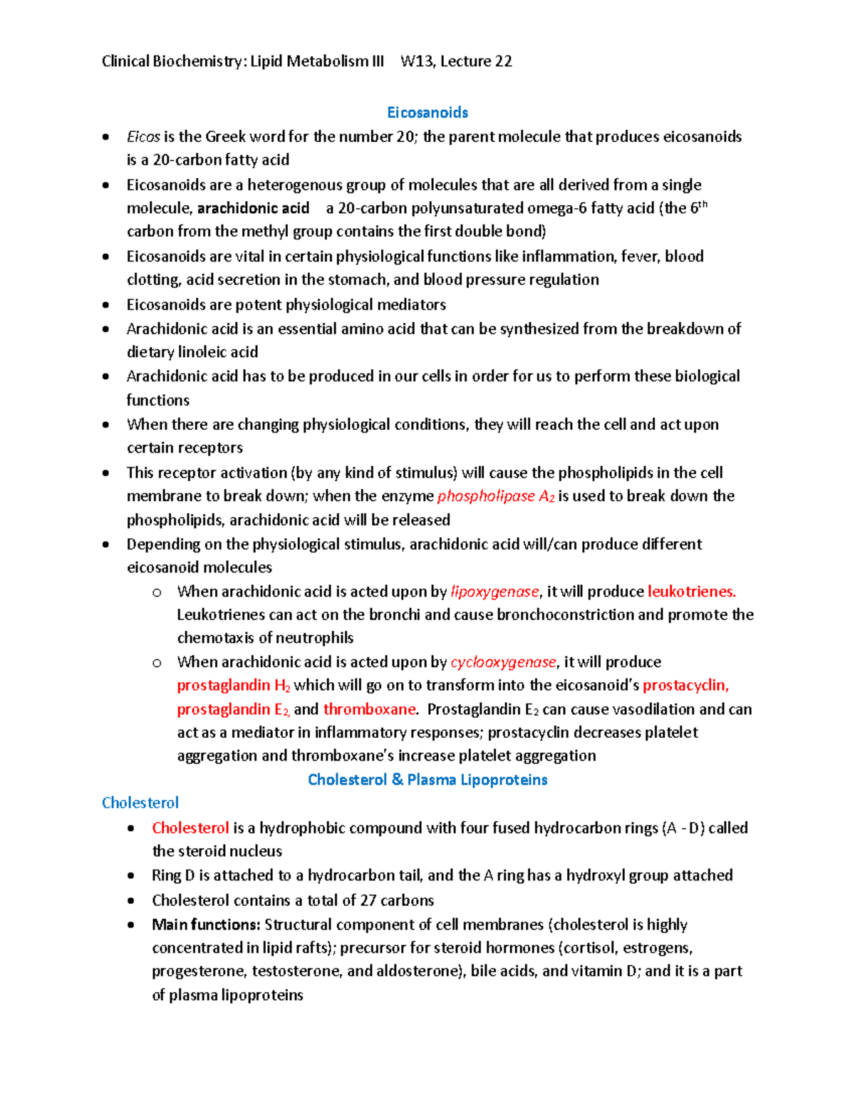Biochem; W13 Lec 22; Lipid Metabolism 3 - Clinical Biochemistry: Lipid ...