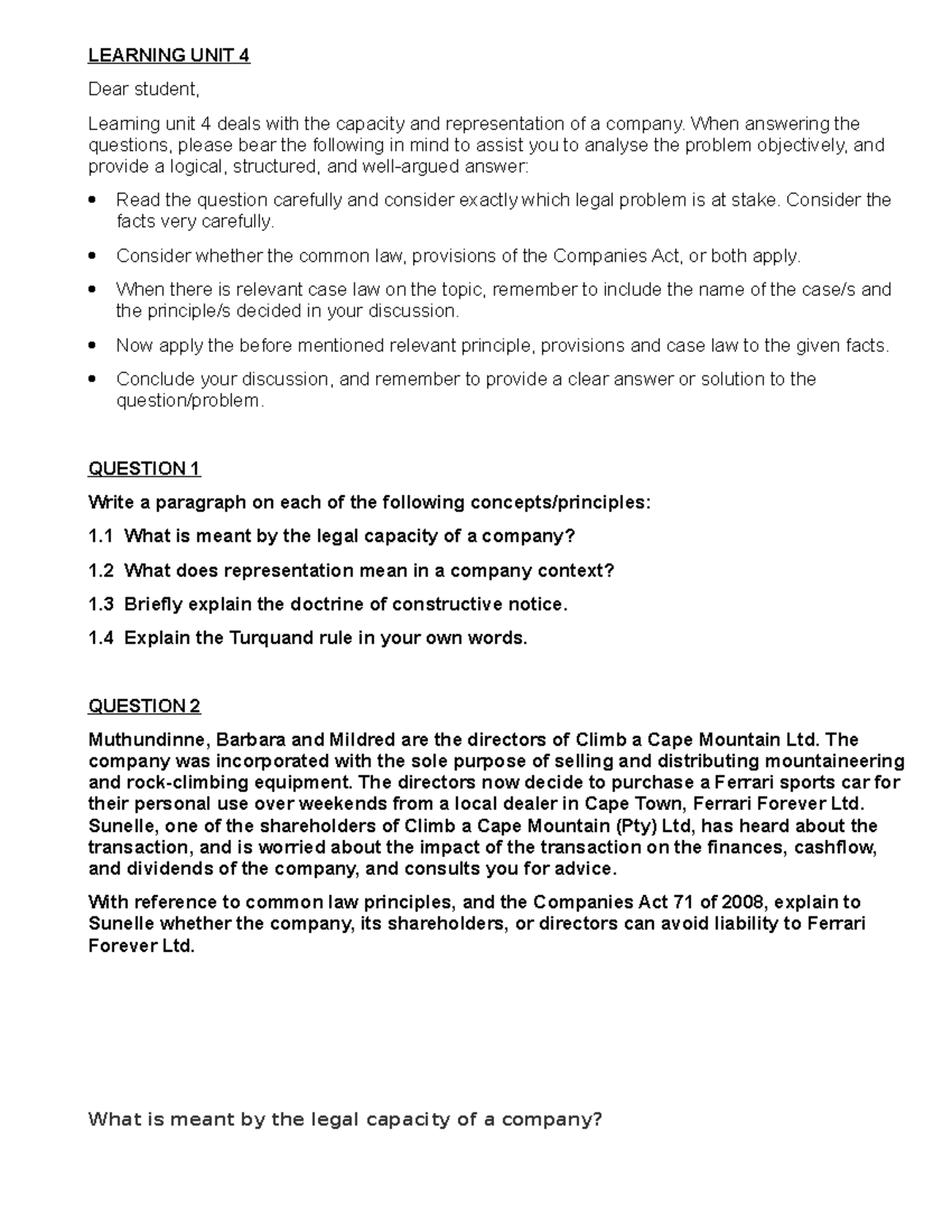 LML4806 - LU 4 - Prep Questions - LEARNING UNIT 4 Dear student ...