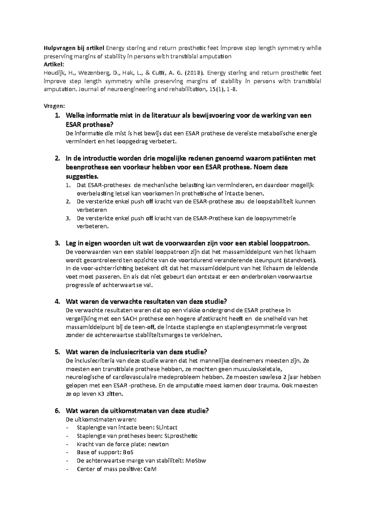 Hulpvragen Energy storing and return prosthetic feet - Hulpvragen bij ...