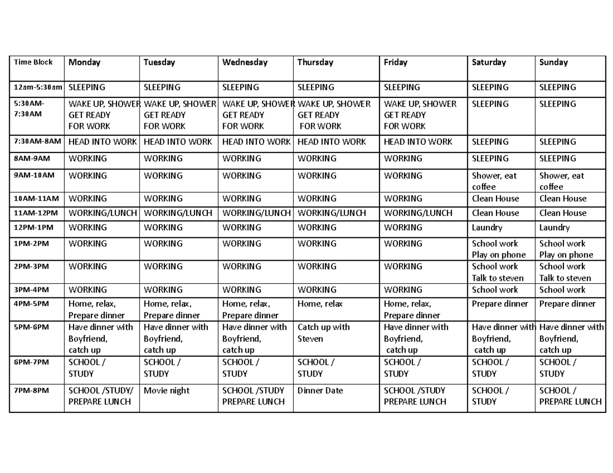 Time Block - Information Literacy - Time Block Monday Tuesday Wednesday ...