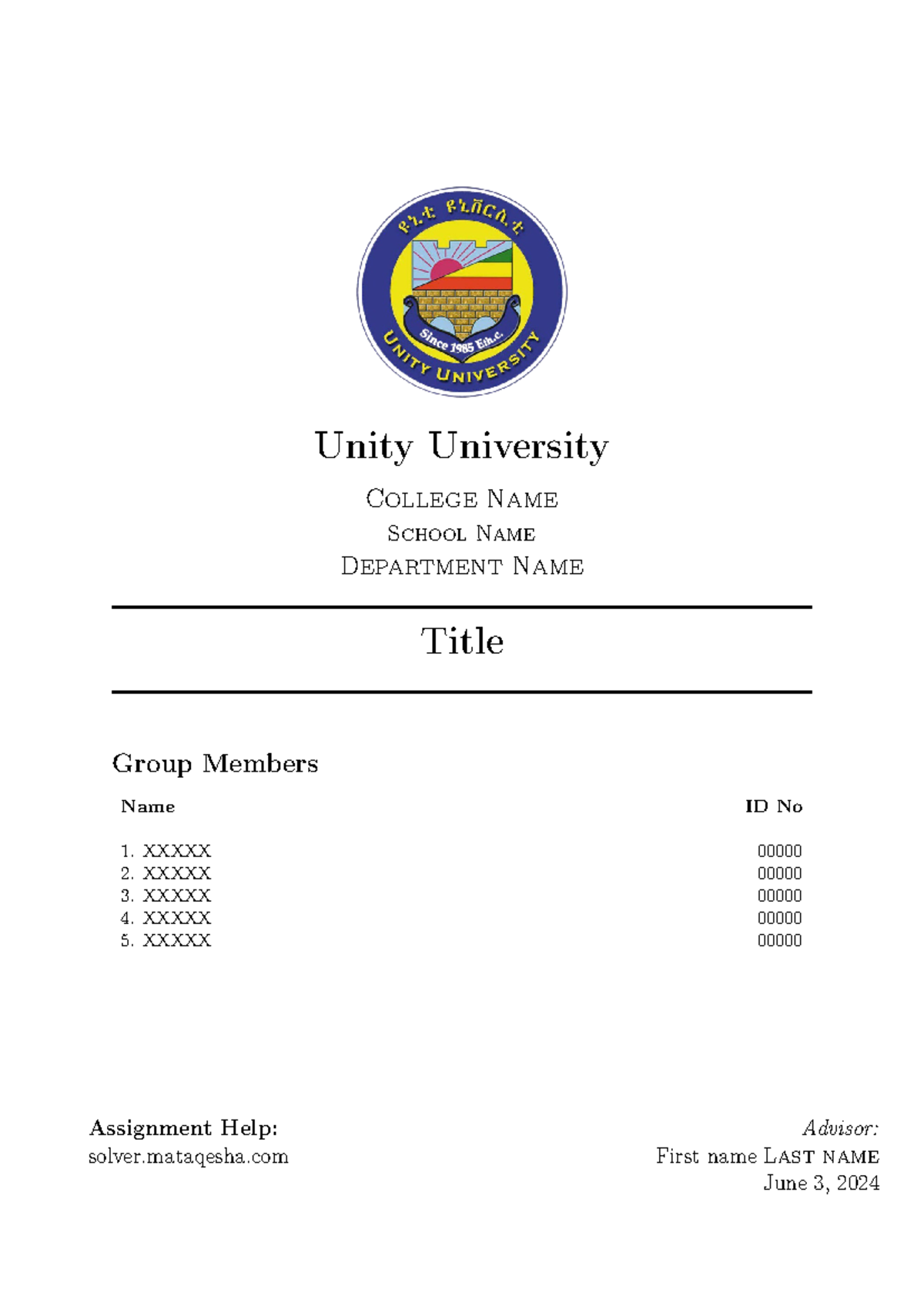 Unity cover template - Operating Systems - Unity University College ...