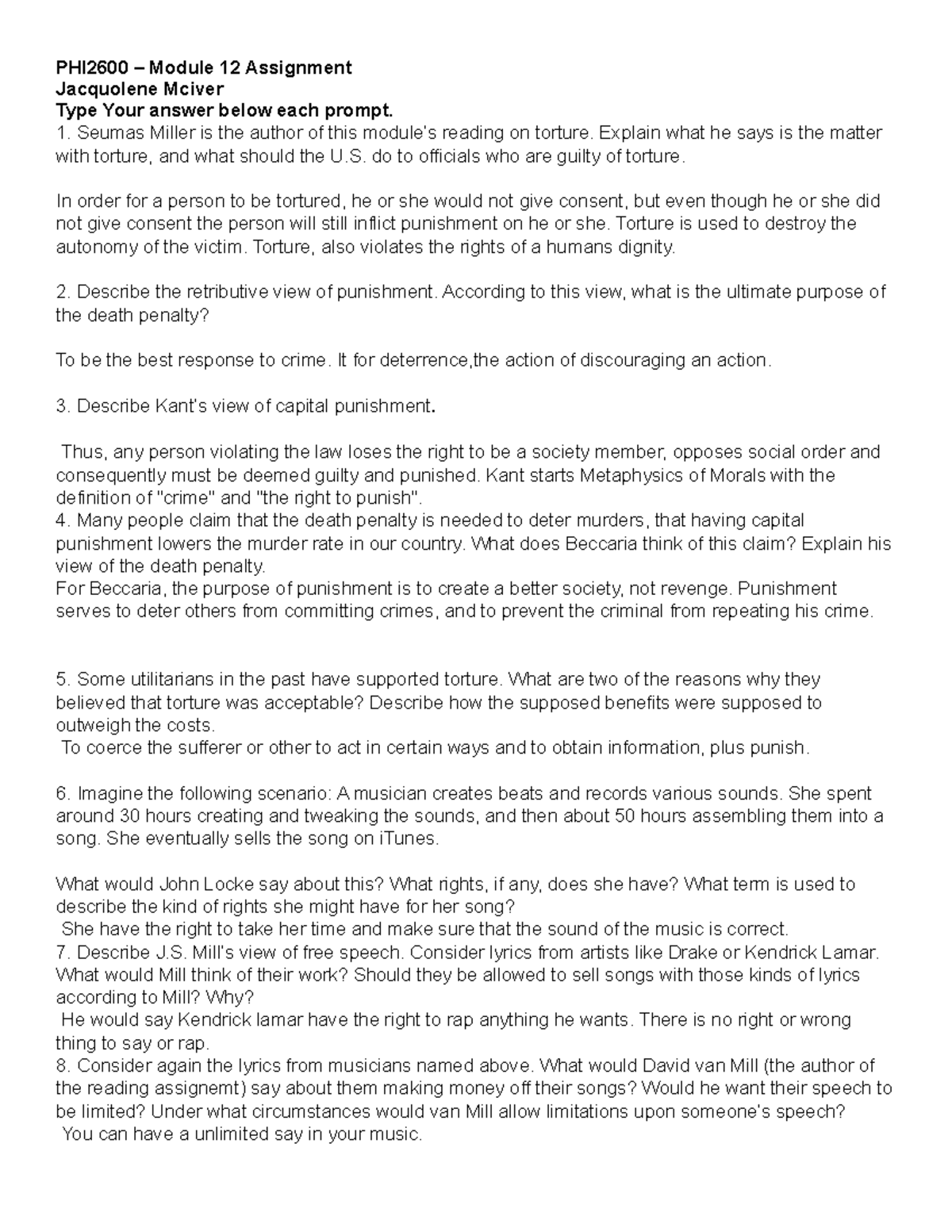 Module 12 Assignment - PHI2600 – Module 12 Assignment Jacquolene Mciver ...