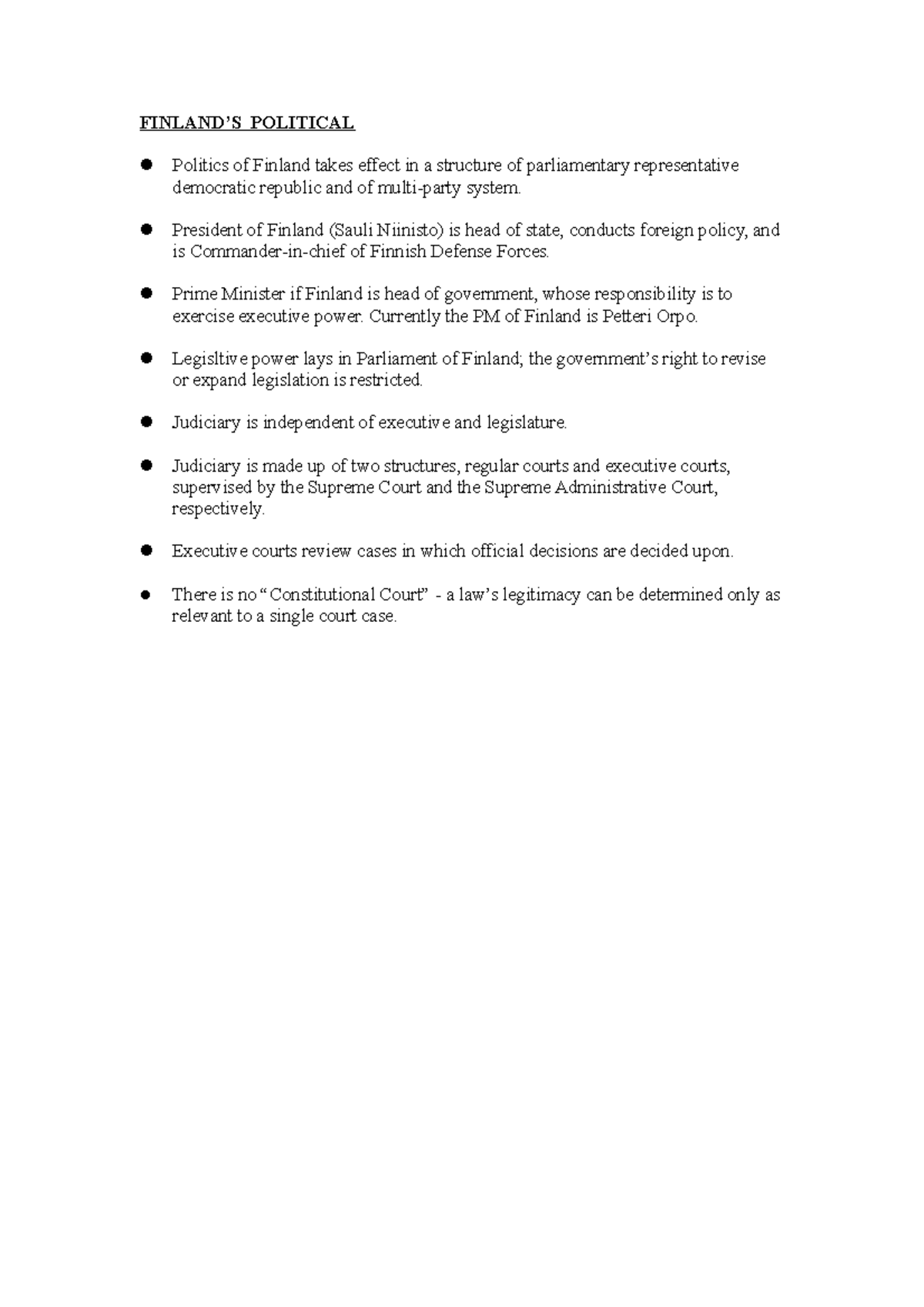 Finland Politics - FINLAND’S POLITICAL Politics of Finland takes effect ...