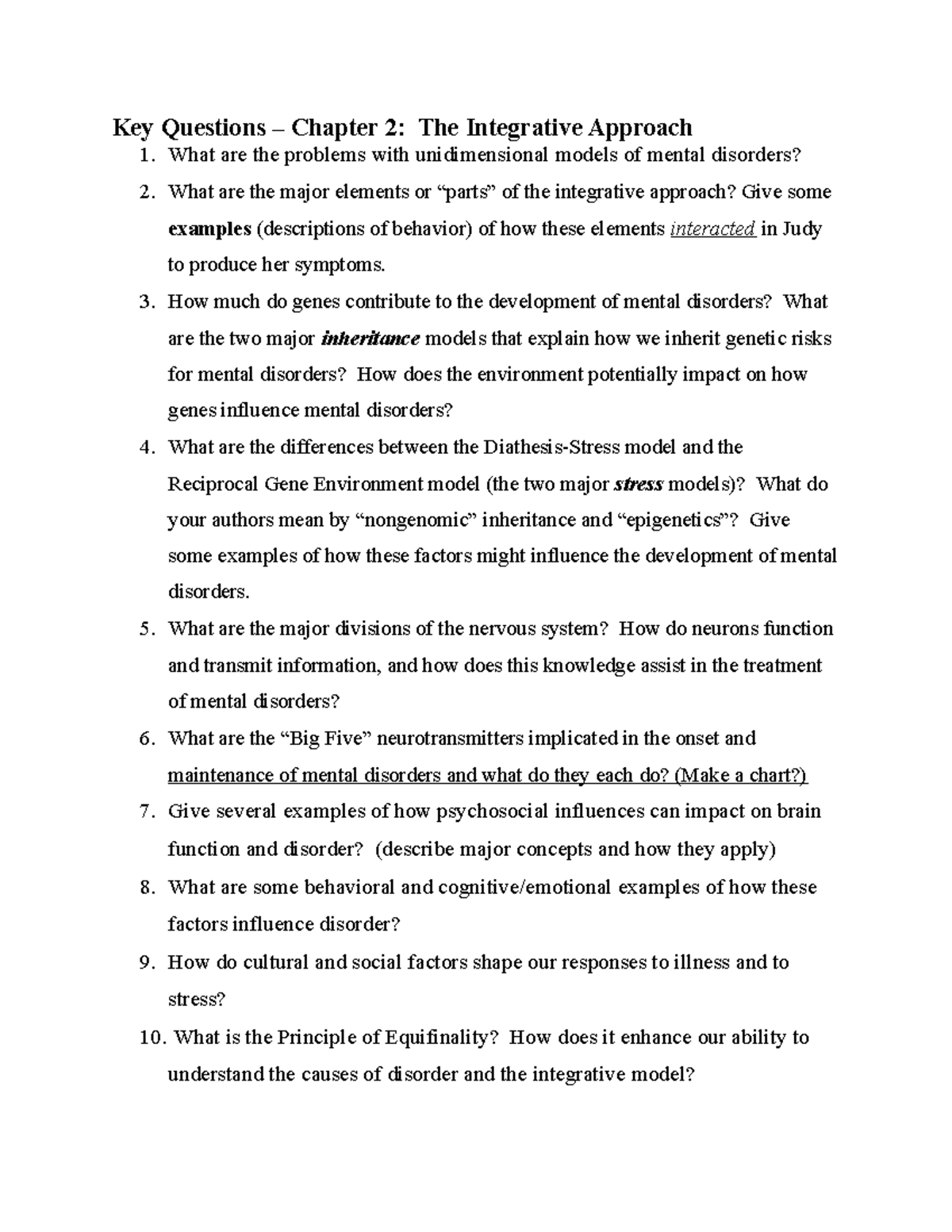 Key Questions - Chpt 2 Online - Key Questions – Chapter 2: The ...