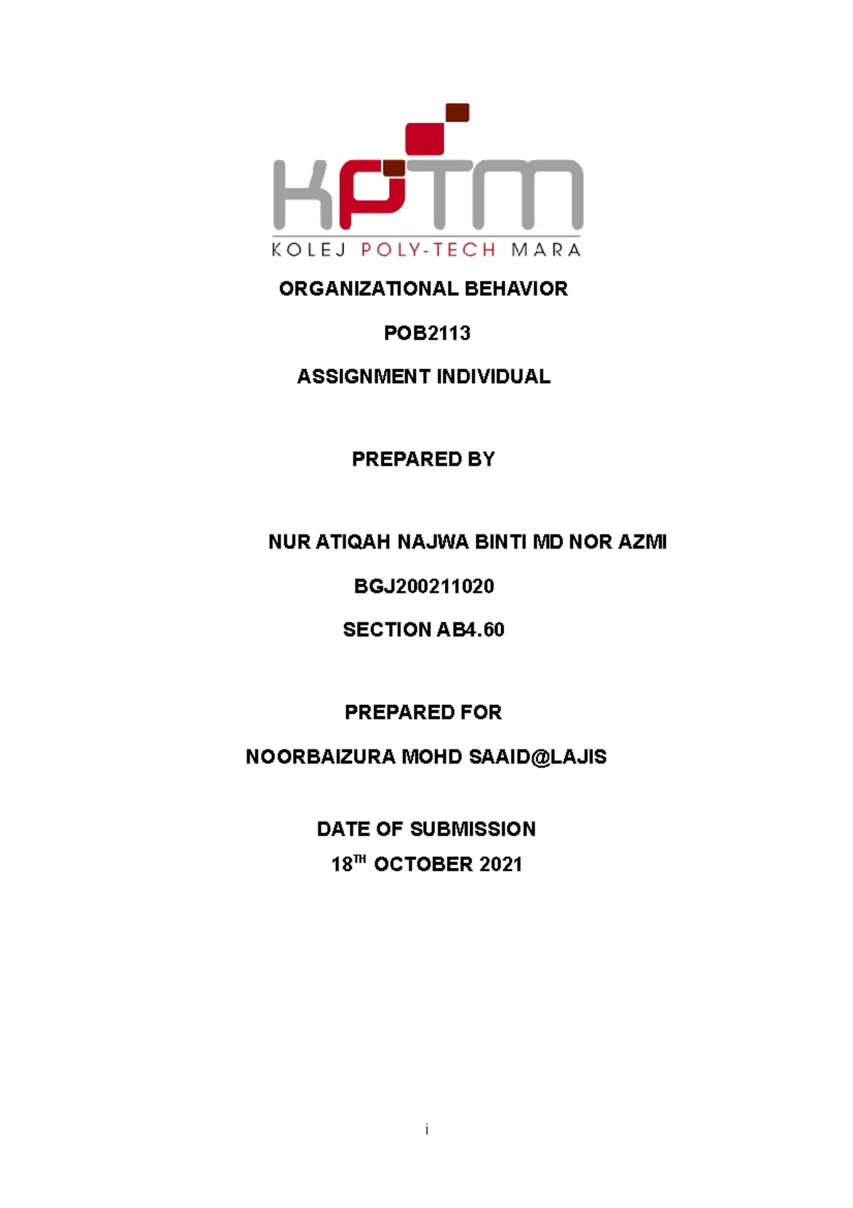 Leadership Neelofa Business - ORGANIZATIONAL BEHAVIOR POB ASSIGNMENT ...