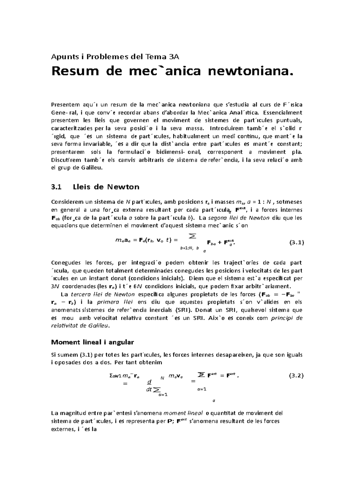 Apunts Algebra Lineal cat Tema 3A Mec docx - Apunts i Problemes del Tema 3A Resum de mec ` anica ...