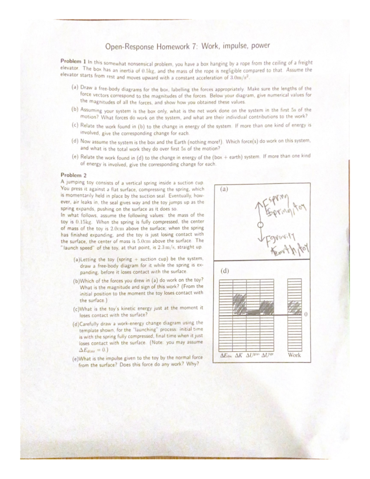 Open-Response Homework 7 Work, impulse, power - PHYS 2074 - Studocu