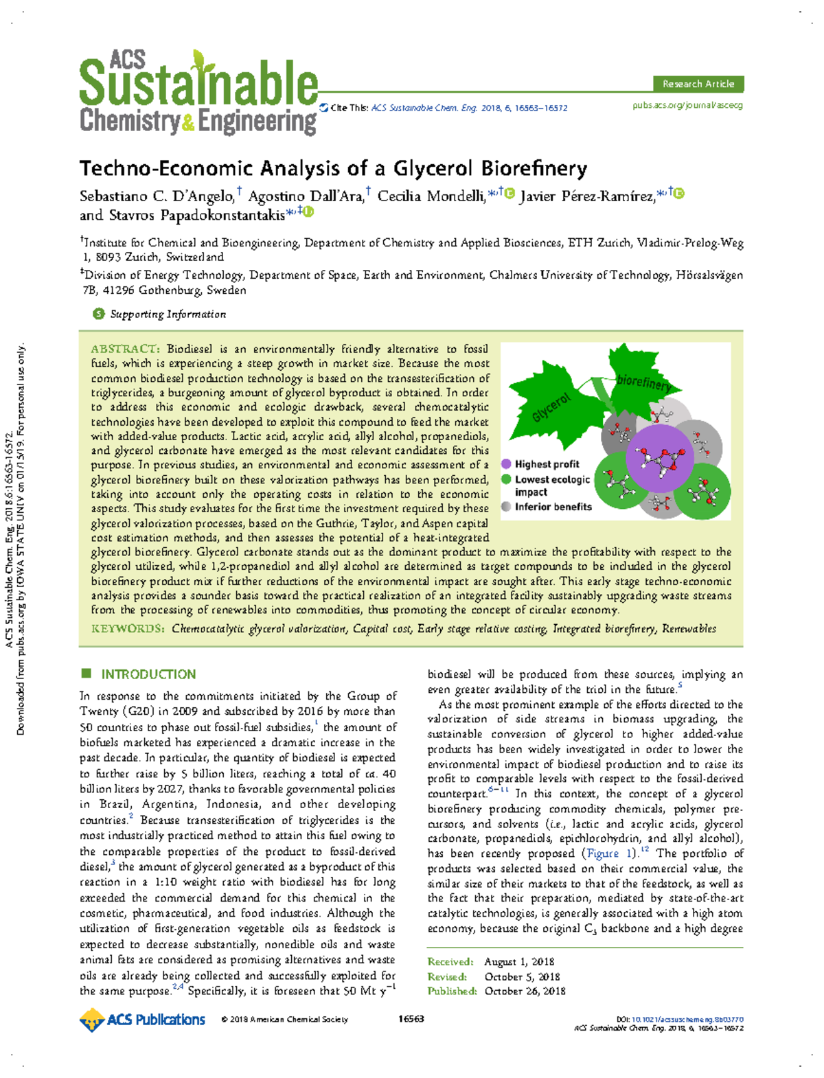 18 Techno-Economic Analysis of a Glycerol Biorefinery - Techno-Economic ...