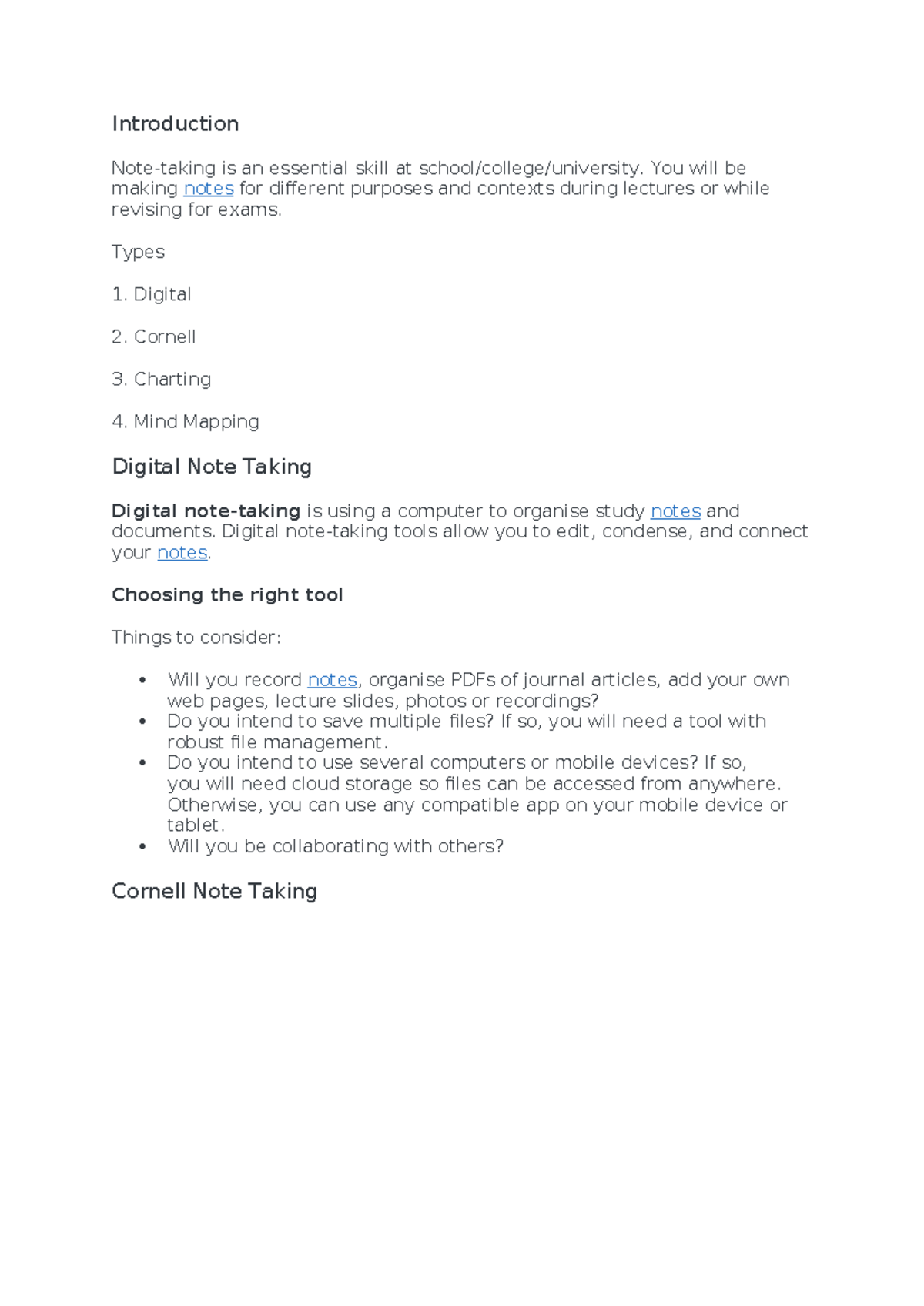 Note taking - It's useful - Introduction Note-taking is an essential ...
