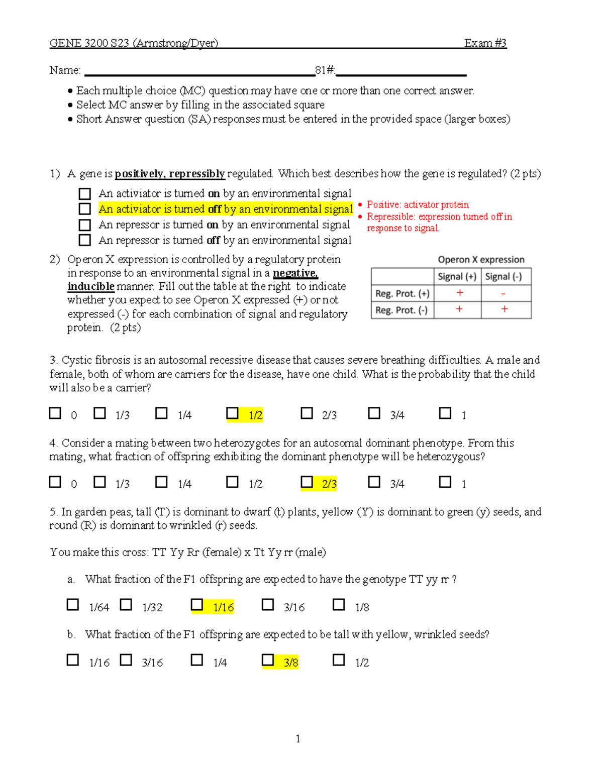 3200 Sp23 exam 2 practice key - Name: _________________81#: - Each ...