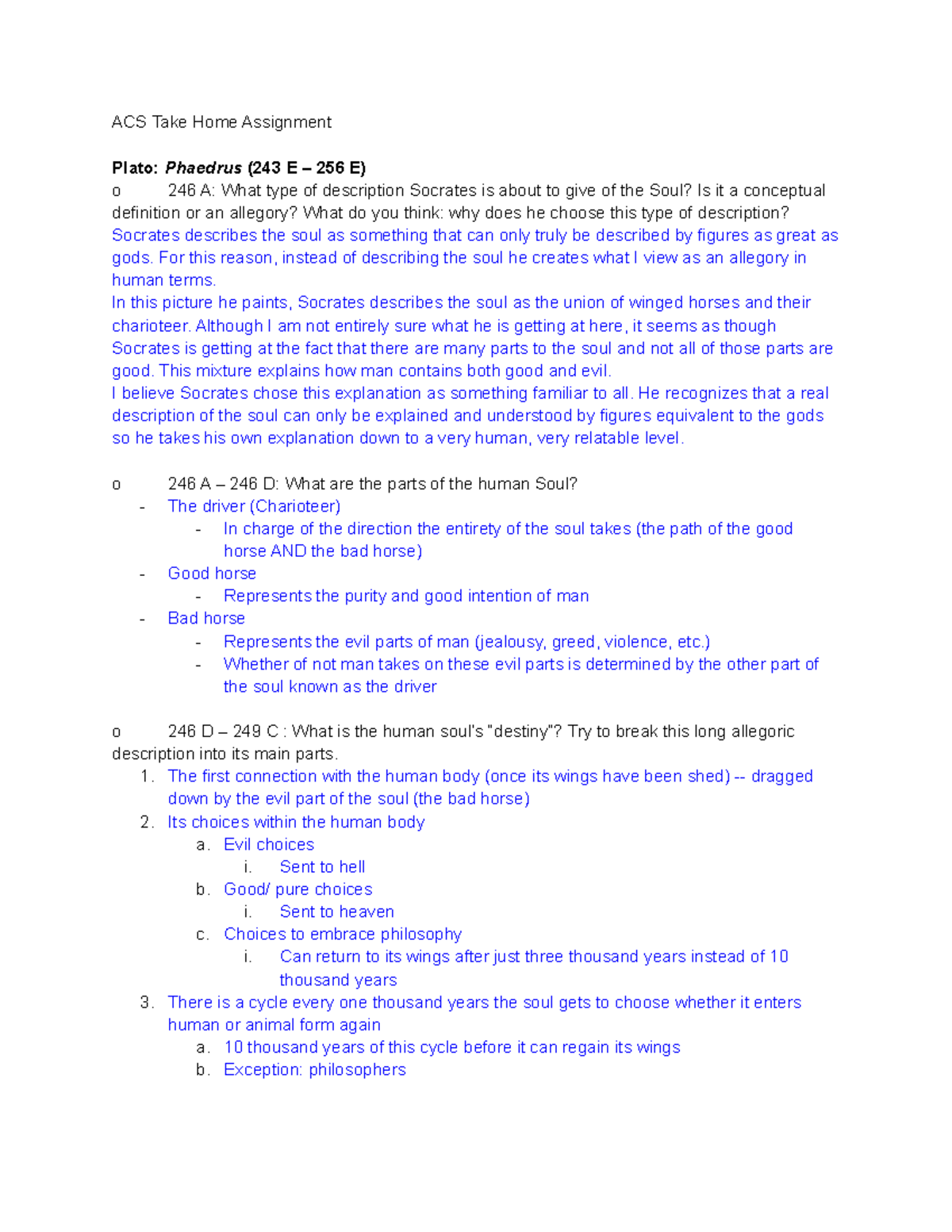 Take Home Assignment 9/30 - ACS Take Home Assignment Plato: Phaedrus ...