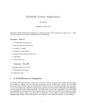 CM10194 - Lecture Notes 02 - CM100194: Systems Architecture I Lecture ...