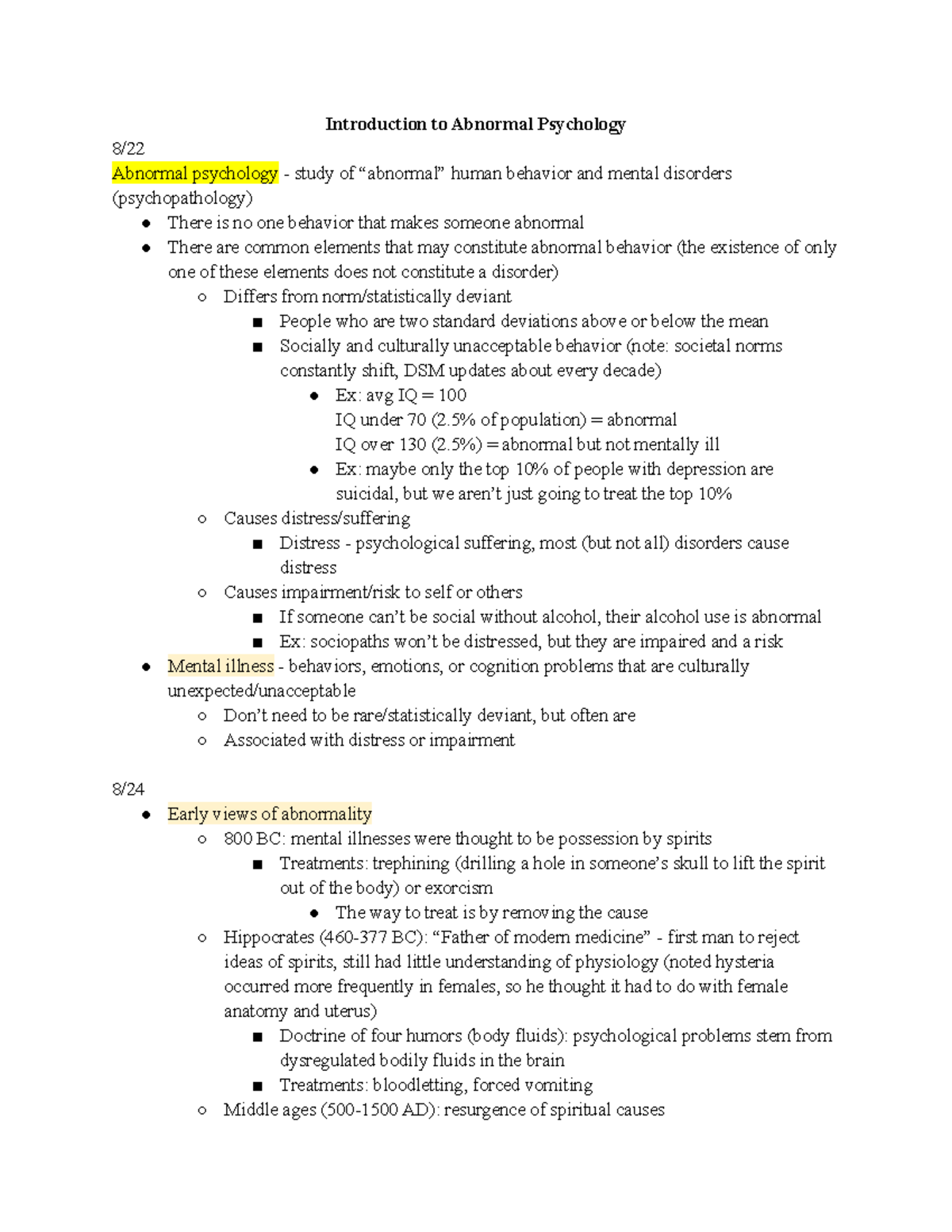 Intro to Abnormal Psychology - Introduction to Abnormal Psychology 8 ...