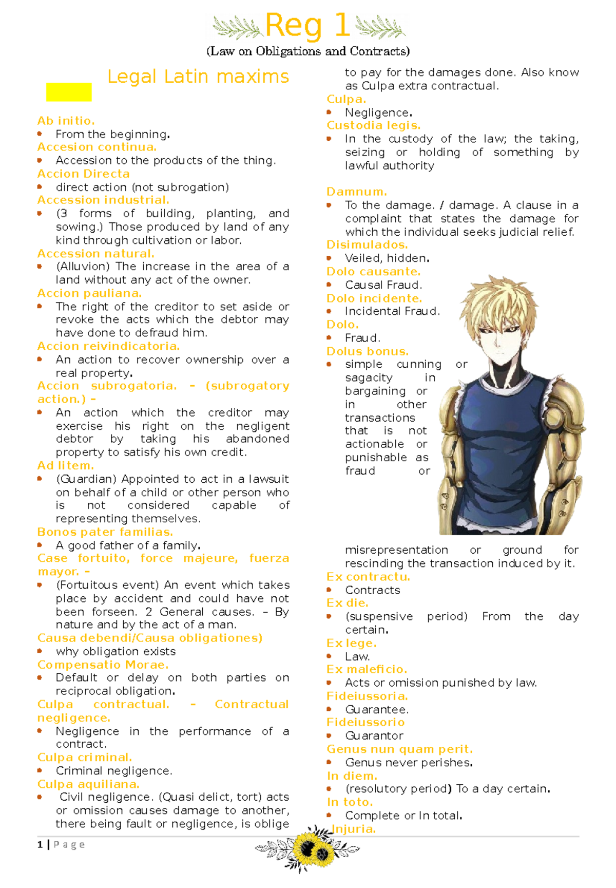 Reg1 Law on Obligations and Contracts - (Law on Obligations and ...