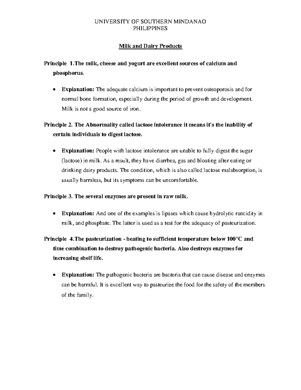 NEW Principles IN MILK AND Dairy Products - UNIVERSITY OF SOUTHERN ...