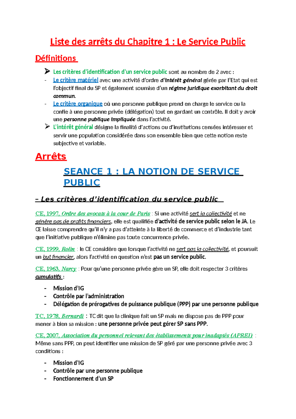 Liste des arrêts du chapitre service public - Liste des arrêts du ...