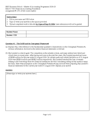 Assignment 1 - MACC7003 – Advanced Financial Accounting Assignment 1 ...