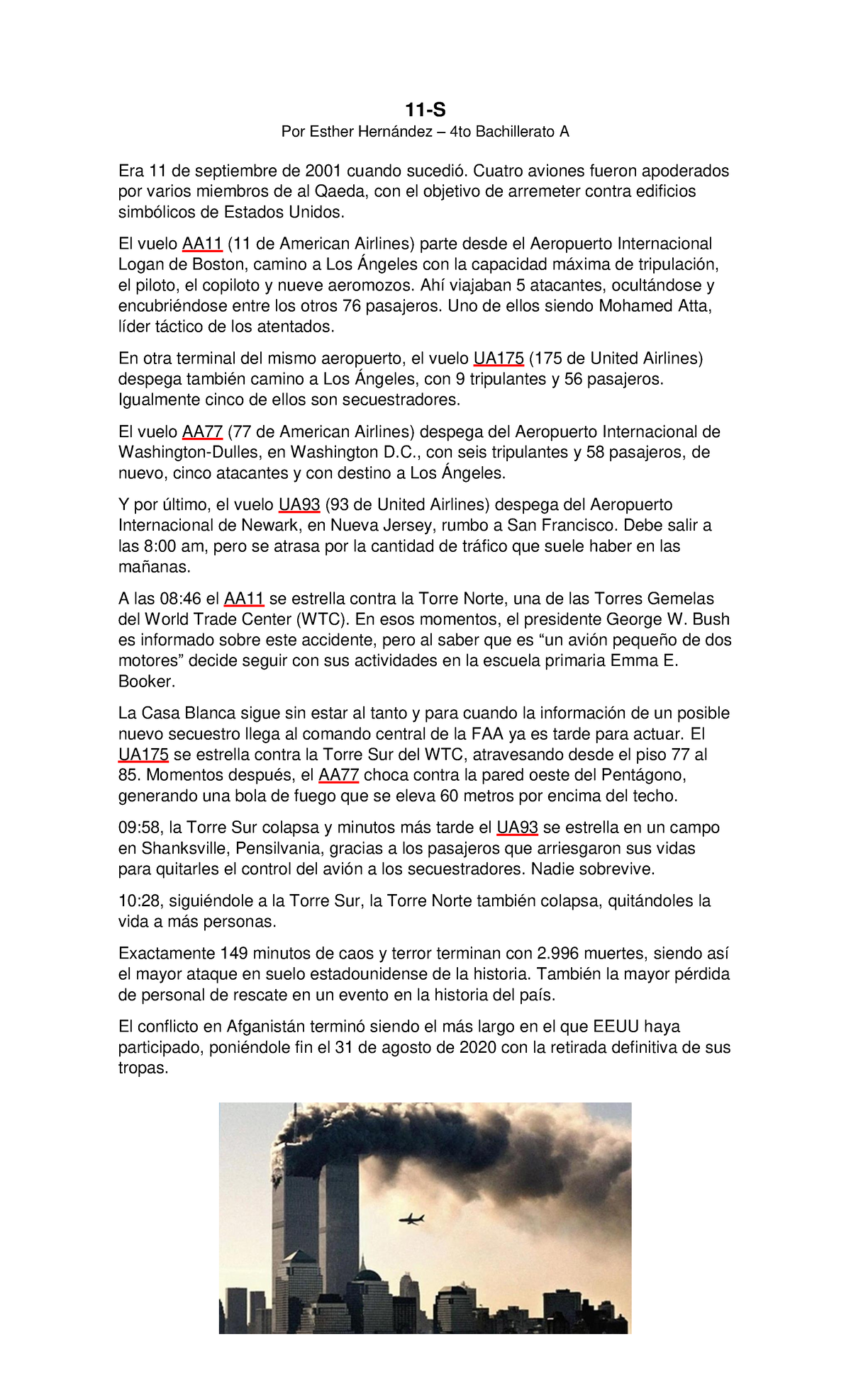 Accidente del 11de Septiembre, Resumen - 11 -S Por Esther Hernández ...