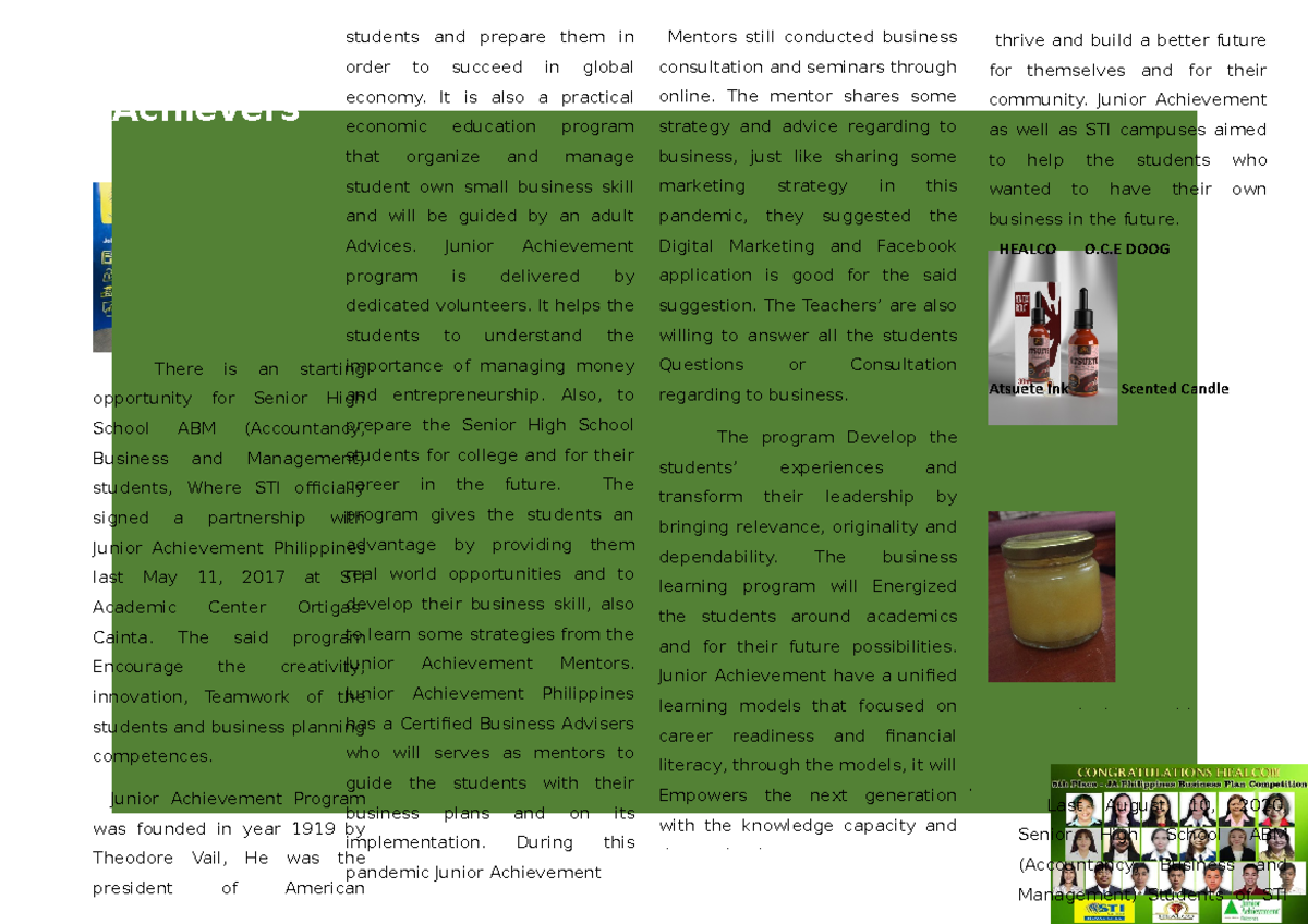 Eapp magazine page design - . Junior Achievements for ABM Achievers ...