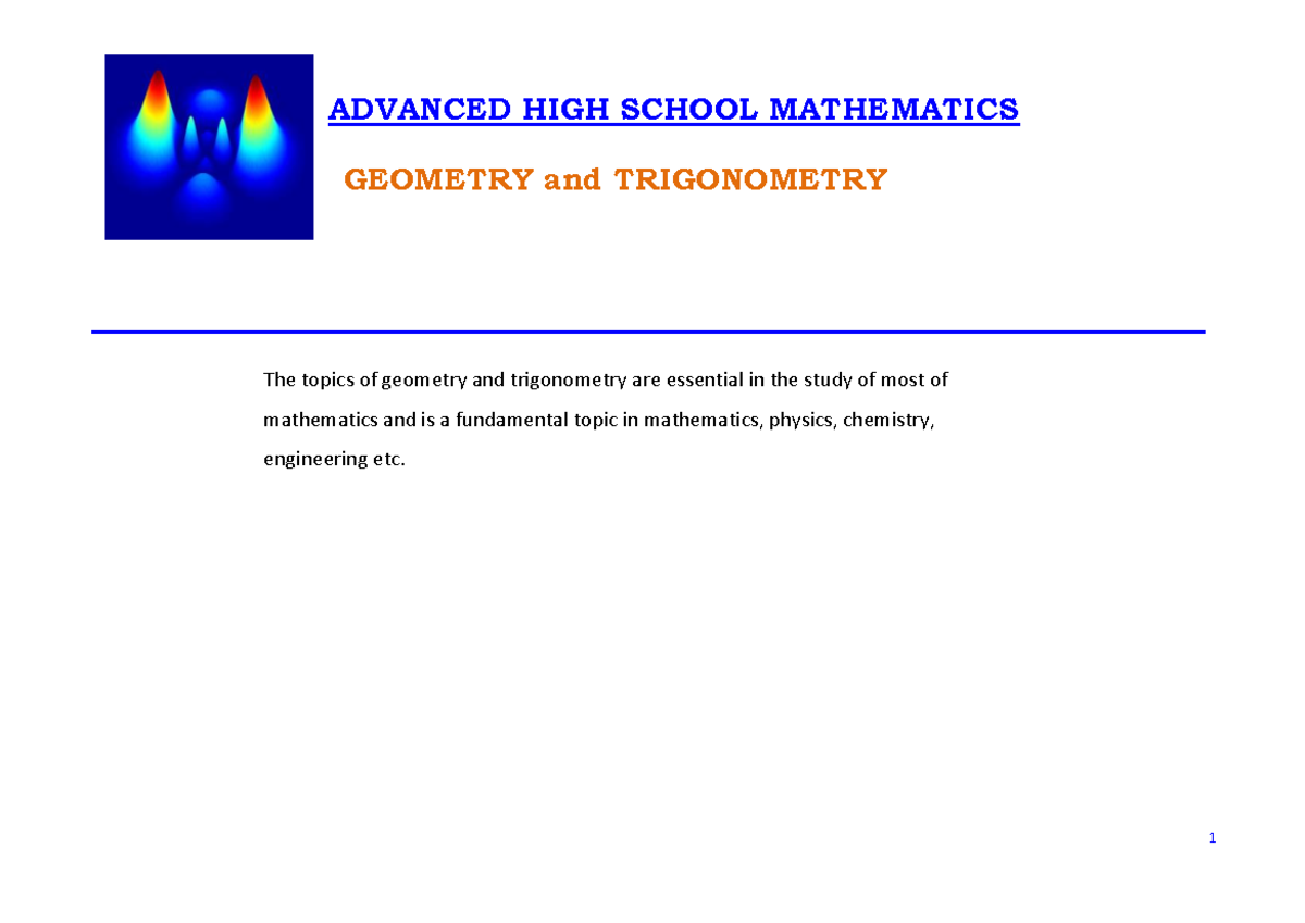 Geom and Trigonom formulas - ADVANCED HIGH SCHOOL MATHEMATICS GEOMETRY ...