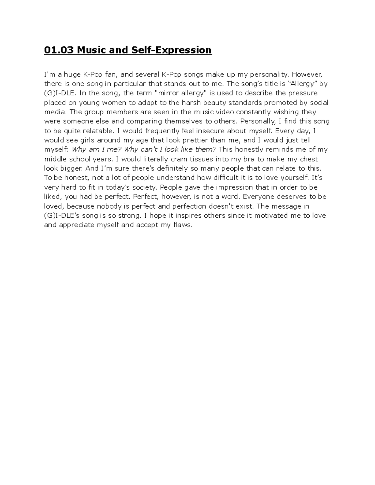 01.03 Music and Self-Expression - 01 Music and Self-Expression I’m a ...