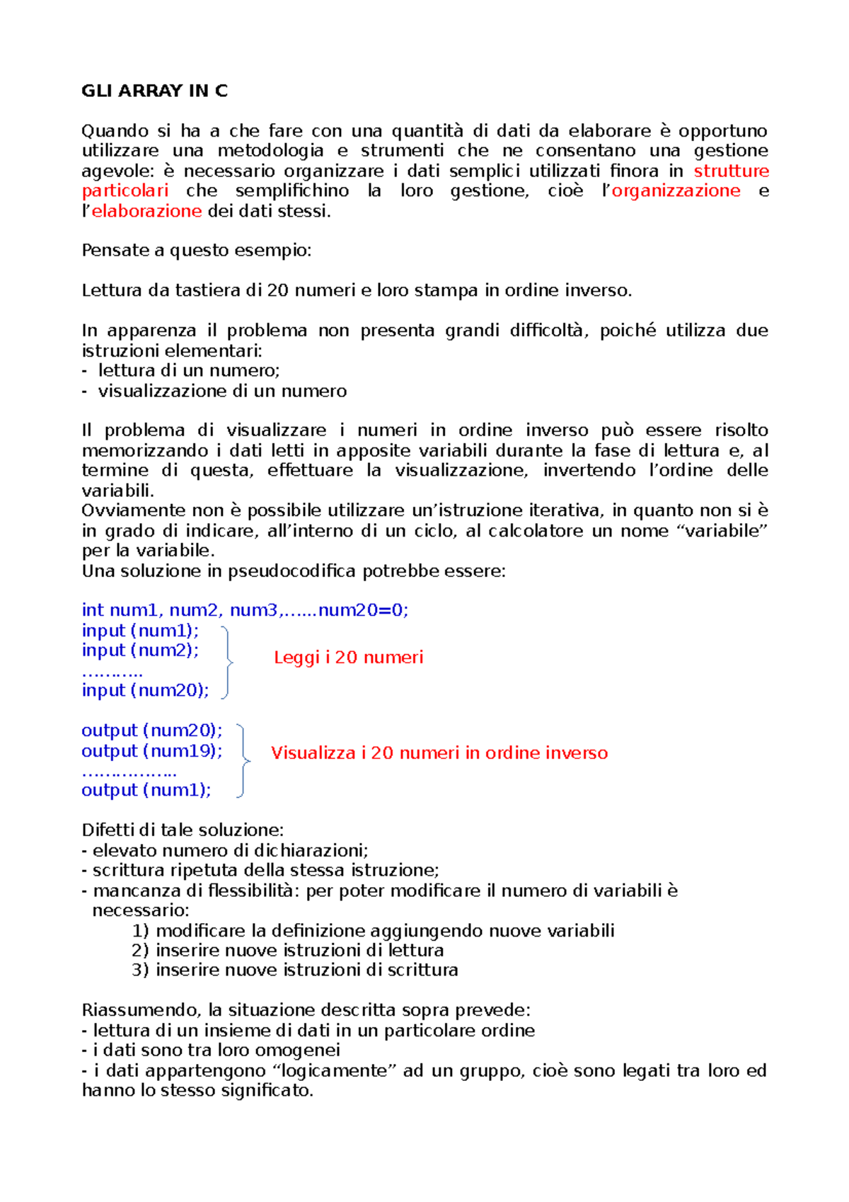Array C Ccccccccc Gli Array In C Quando Si Ha A Che Fare Con Una Quantità Di Dati Da