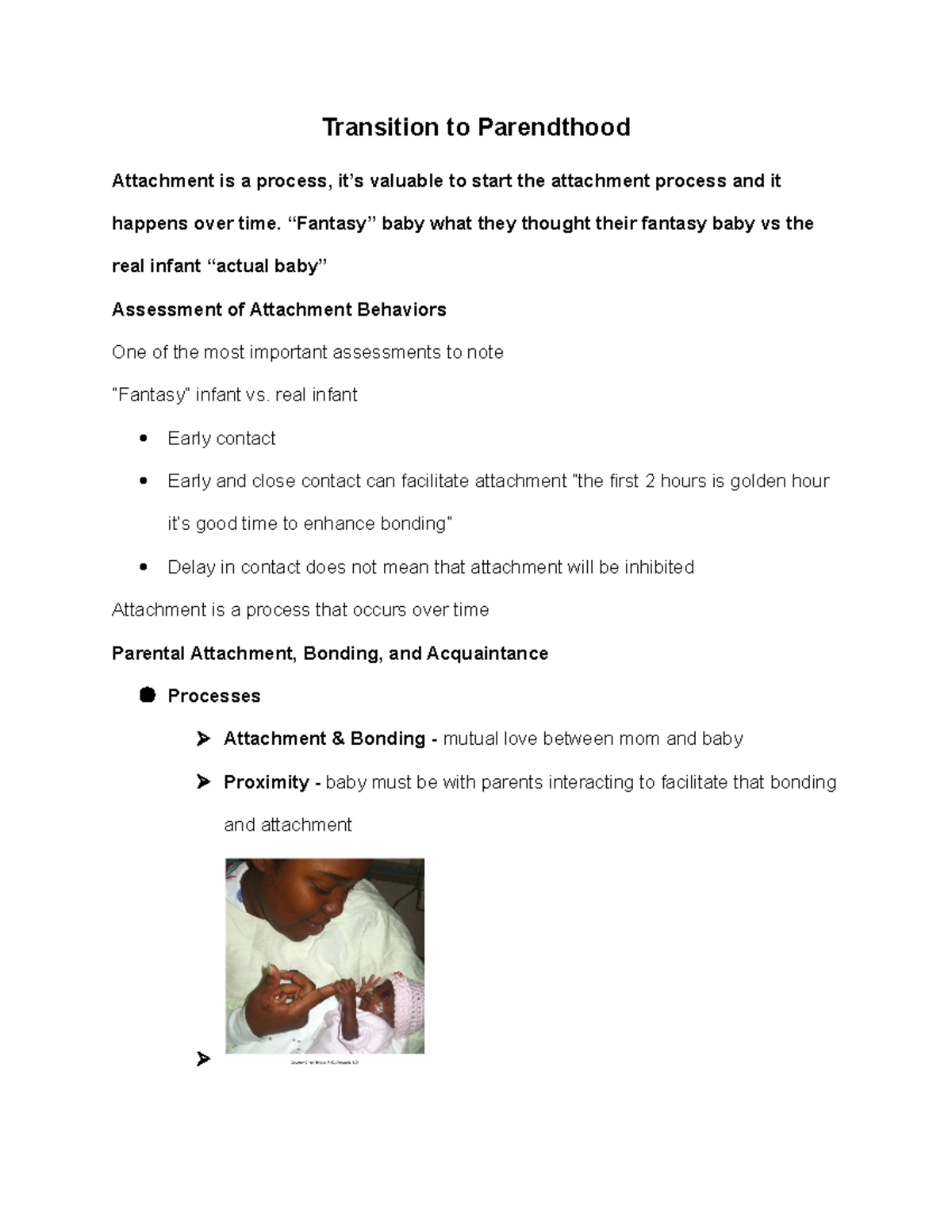 Transition to Parenthood Class 16 overall notes - NURS 113 - SSC - Studocu