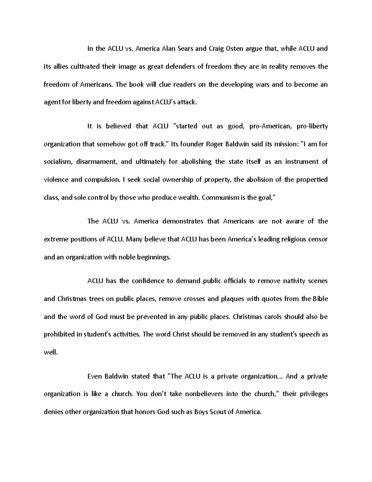 Book Review - In the ACLU vs. America Alan Sears and Craig Osten argue ...
