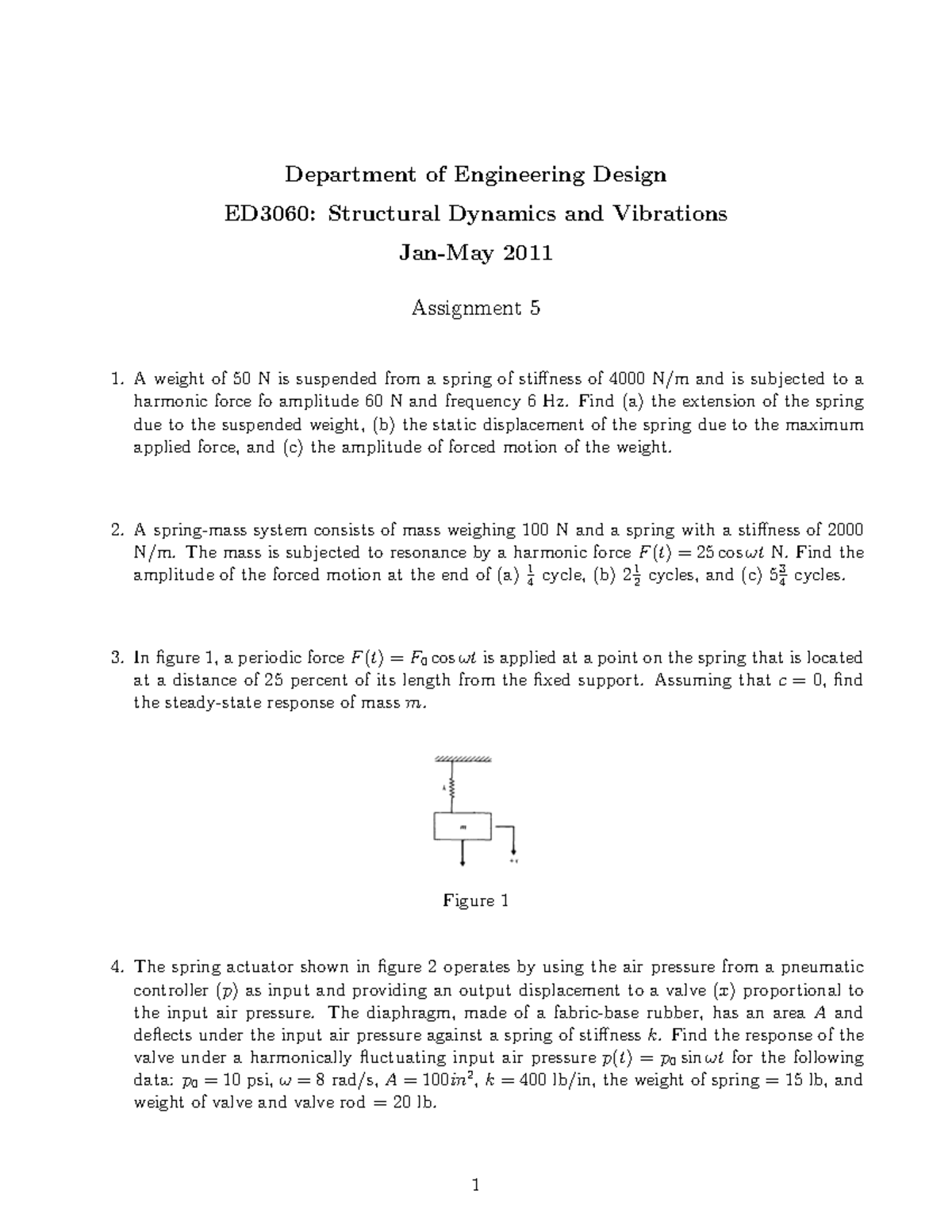 Assignment 5 - Structural Dynamics Assign - Department of Engineering ...